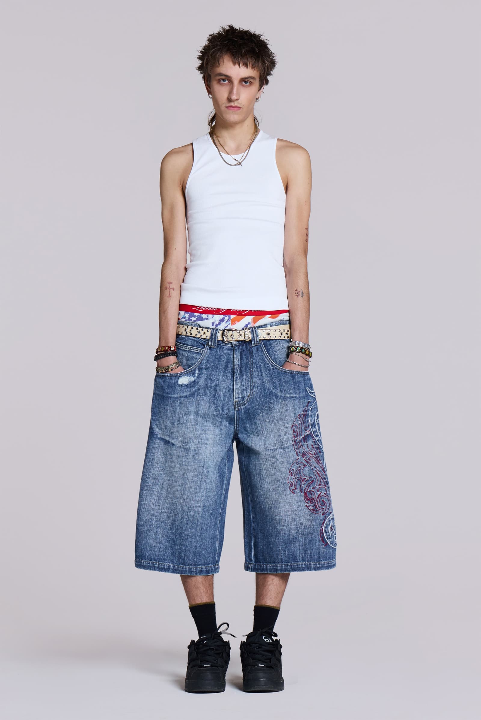 Layered Tribal XL Colossus Jorts | Jaded London | Clothing