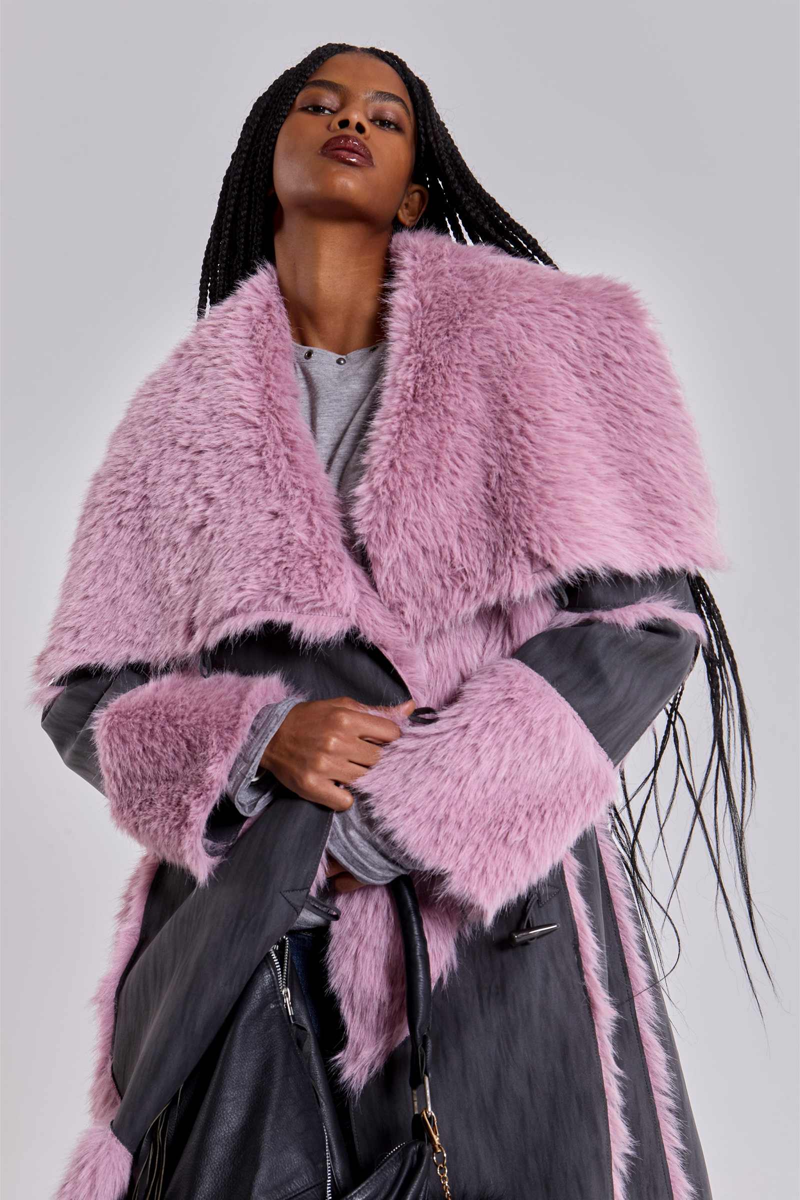 Alise Patchwork Faux Suede and Fur Maxi Coat | Jaded London | Clothing
