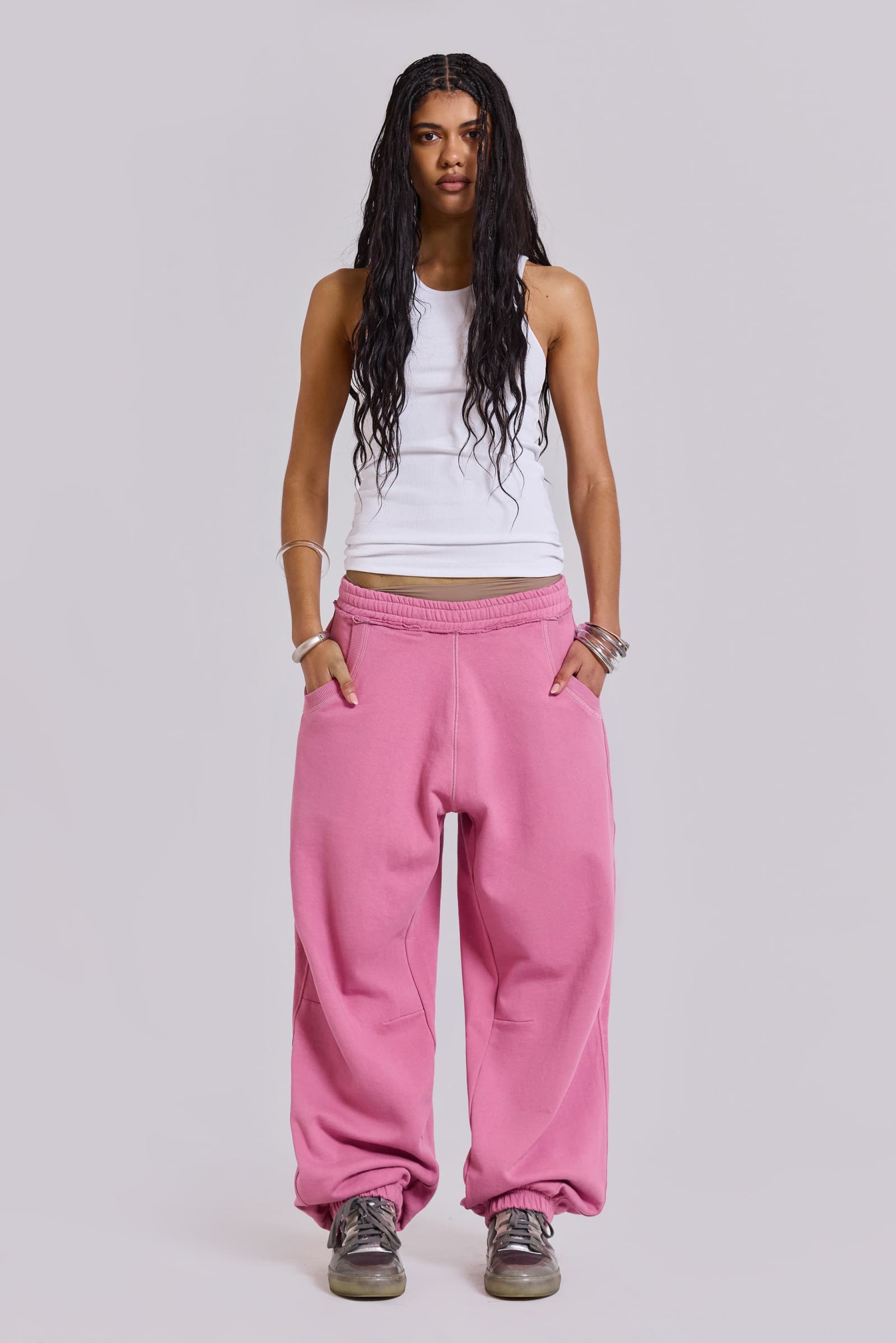 Pink Baggy Cuffed Monster Joggers | Jaded London | Clothing