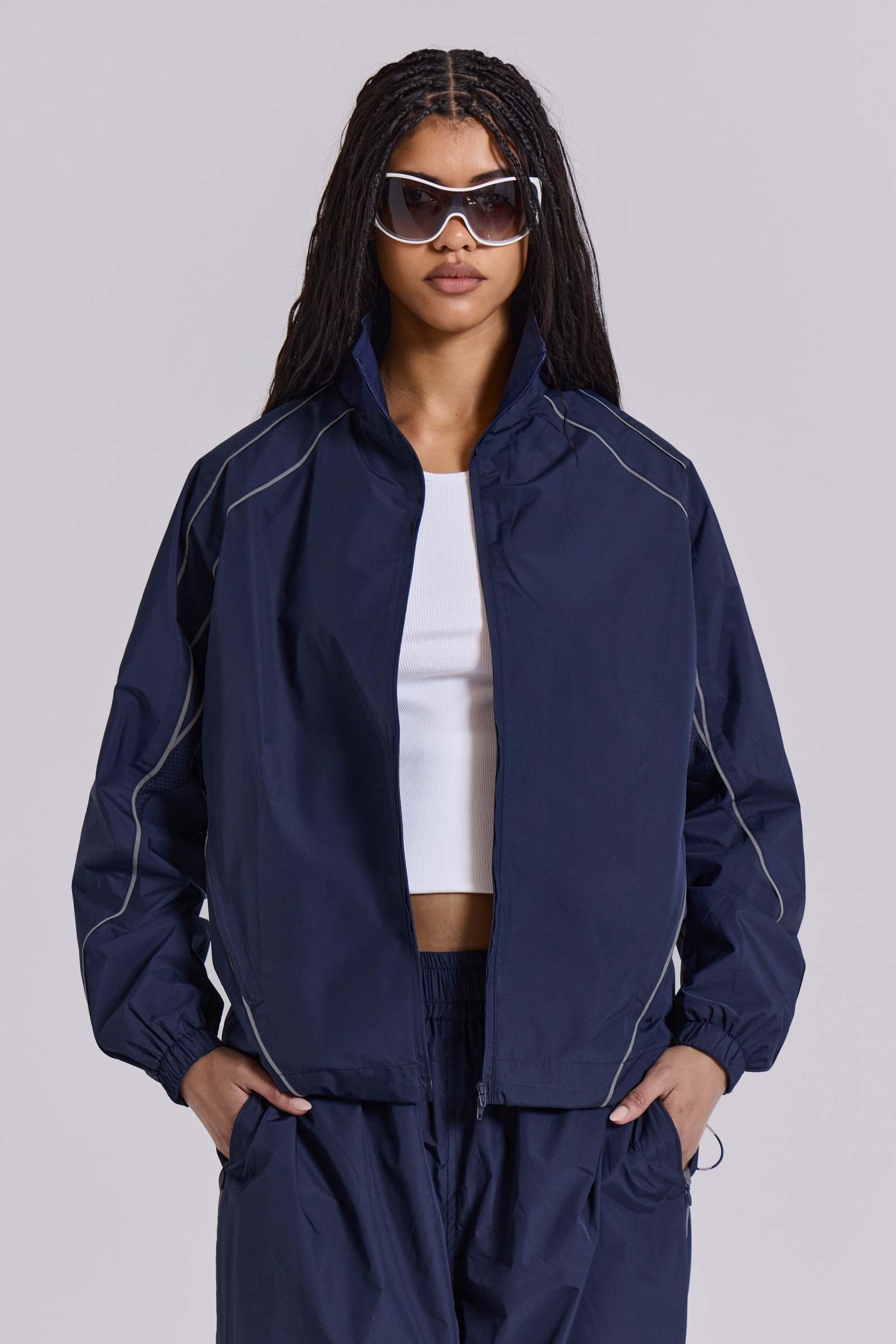 Navy Vapor Tracksuit Top | Jaded London | Clothing