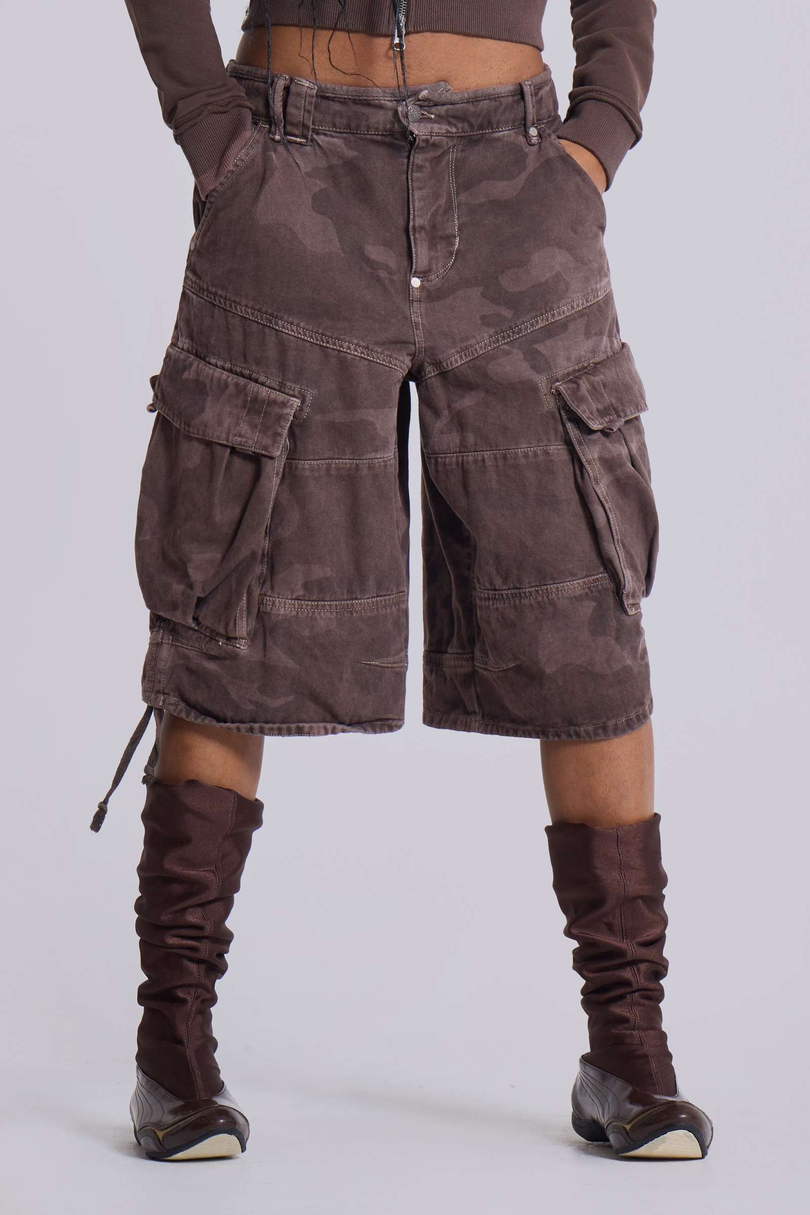 Shop Cadet Brown Camo Shorts | Jaded London | Clothing