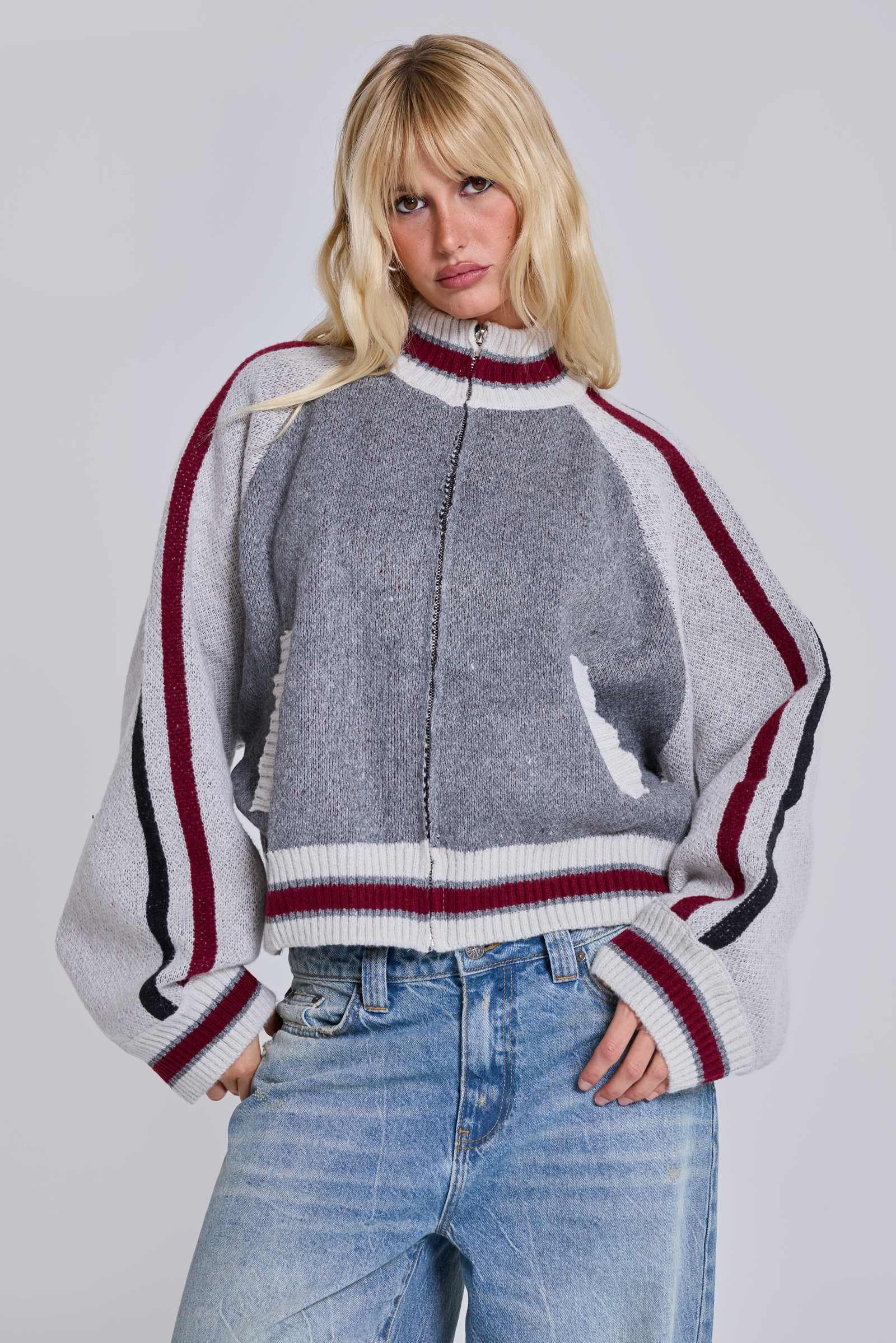 Team 85 Knitted Bomber Jacket | Jaded London | Clothing