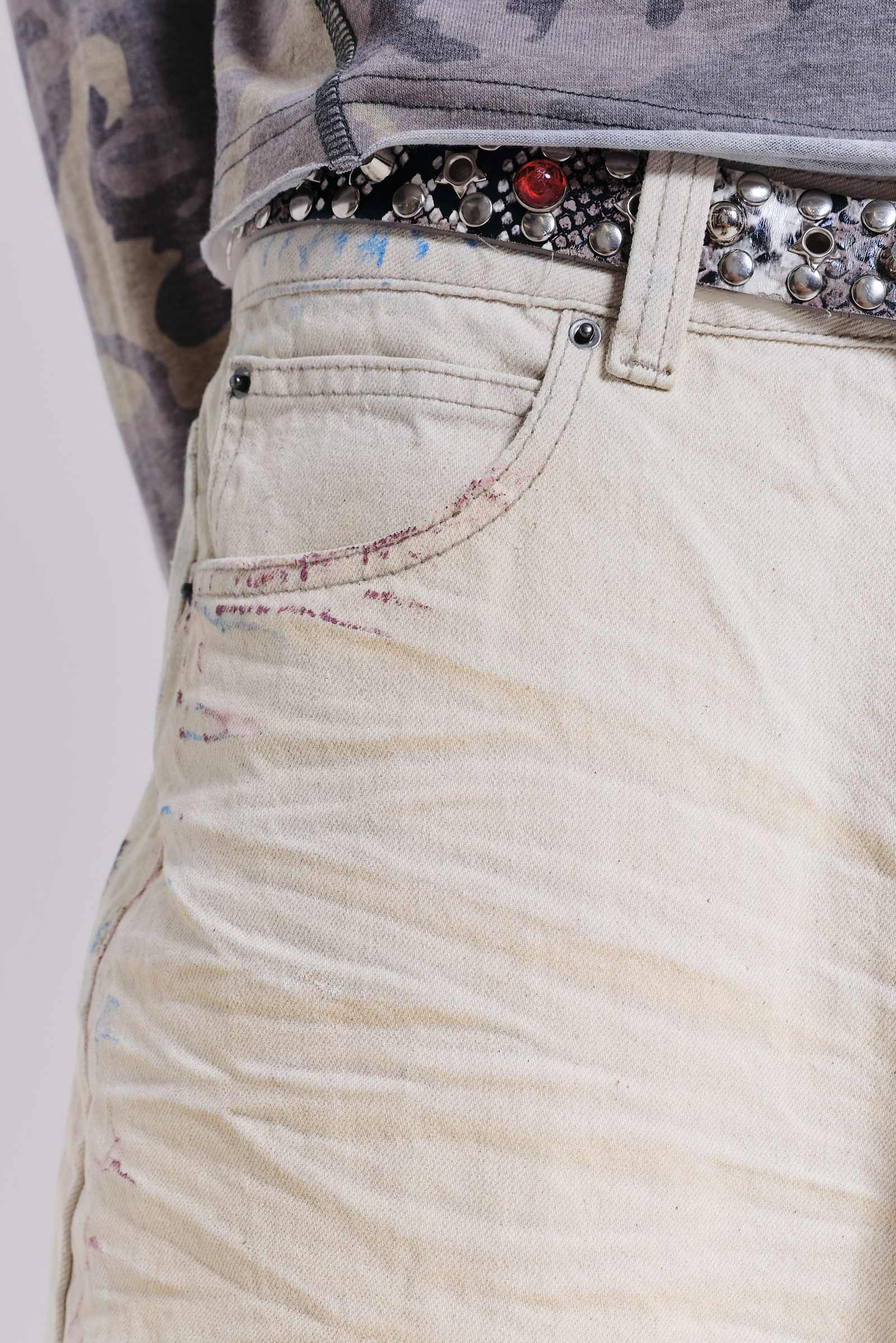 Ecru Paint Colossus Jeans | Jaded London | Clothing