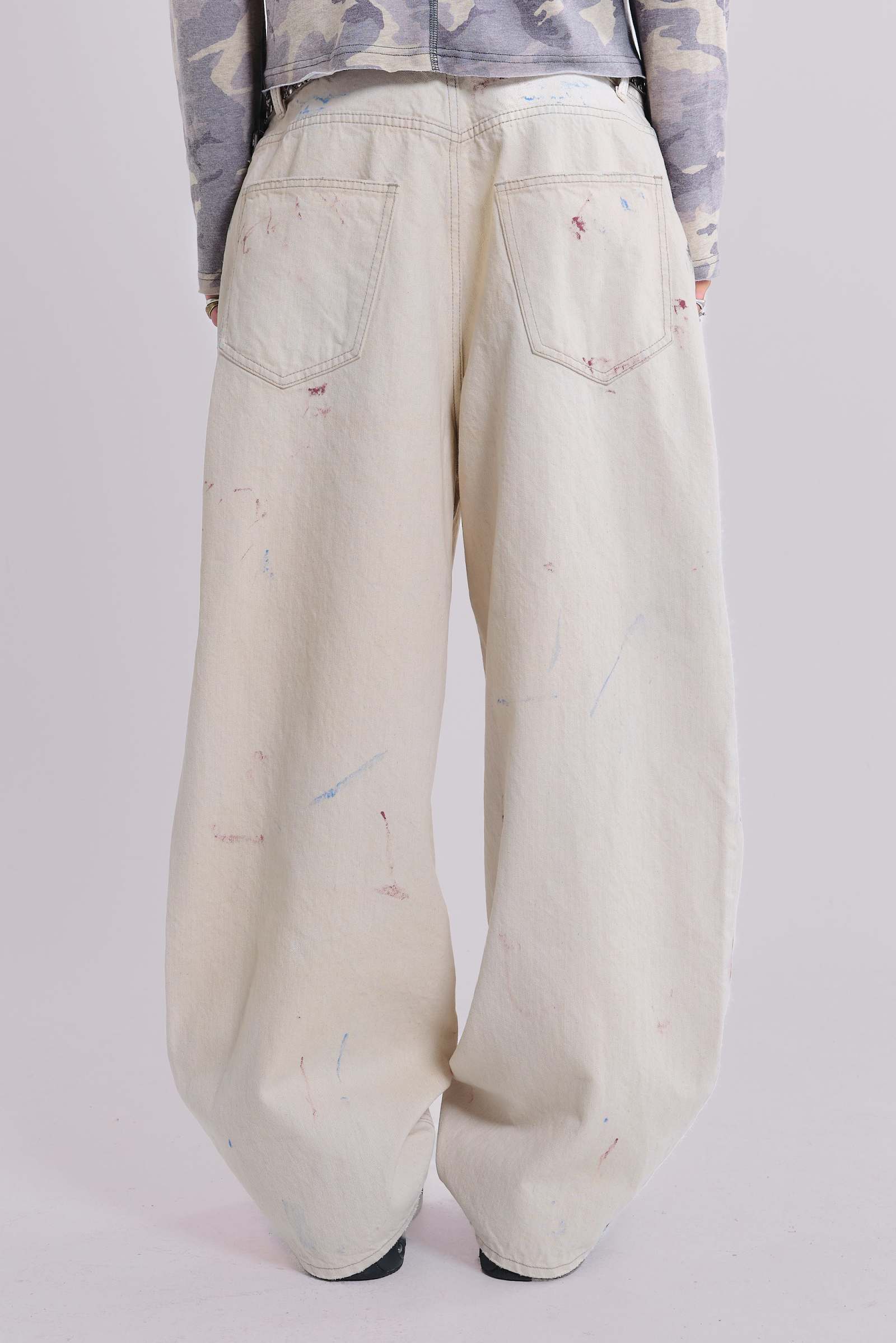 Ecru Paint Colossus Jeans | Jaded London | Clothing