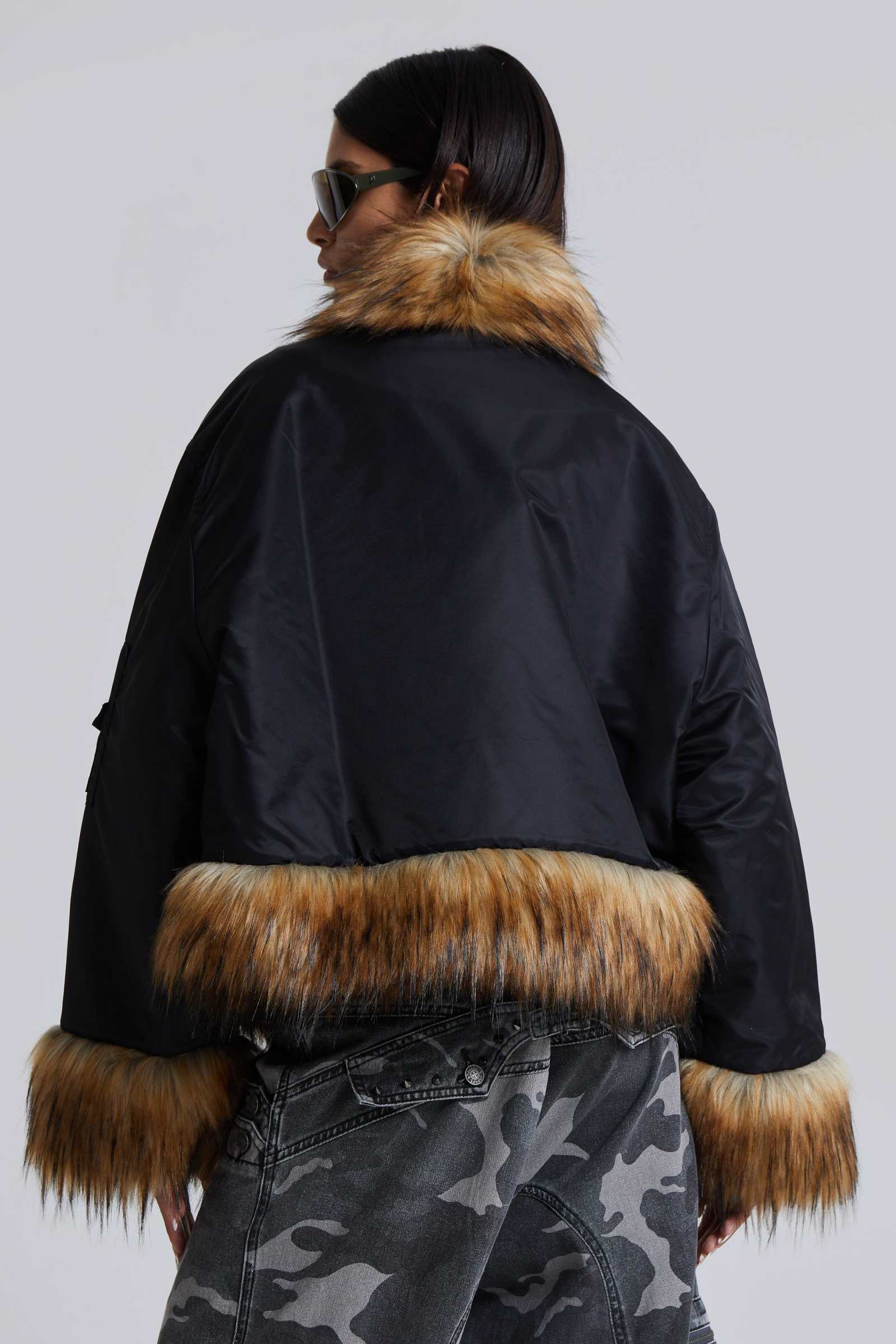 Shop Evren Faux Fur Bomber Jacket | Jaded London | Clothing