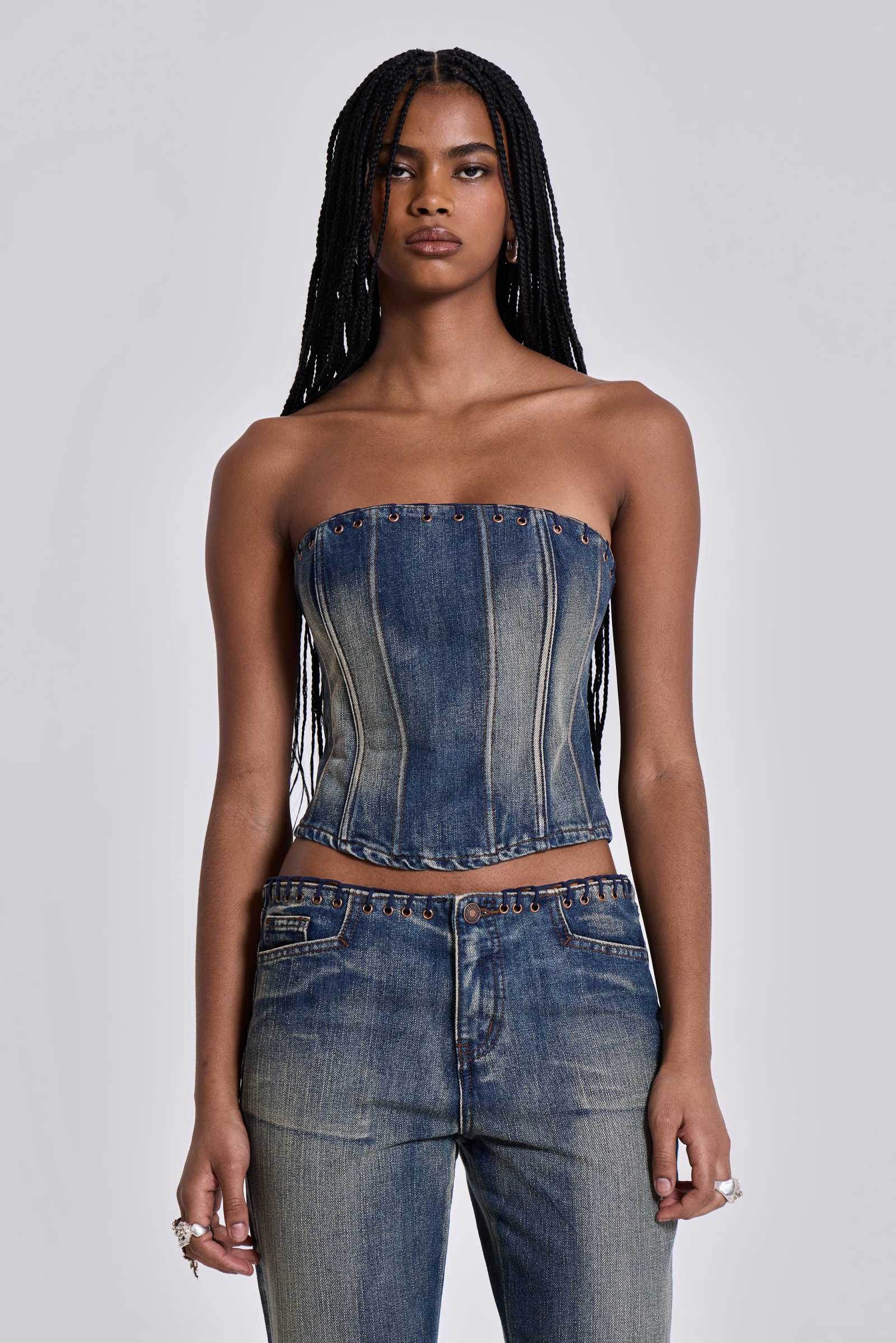 Shop Elia Denim Corset Top | Jaded London | Clothing