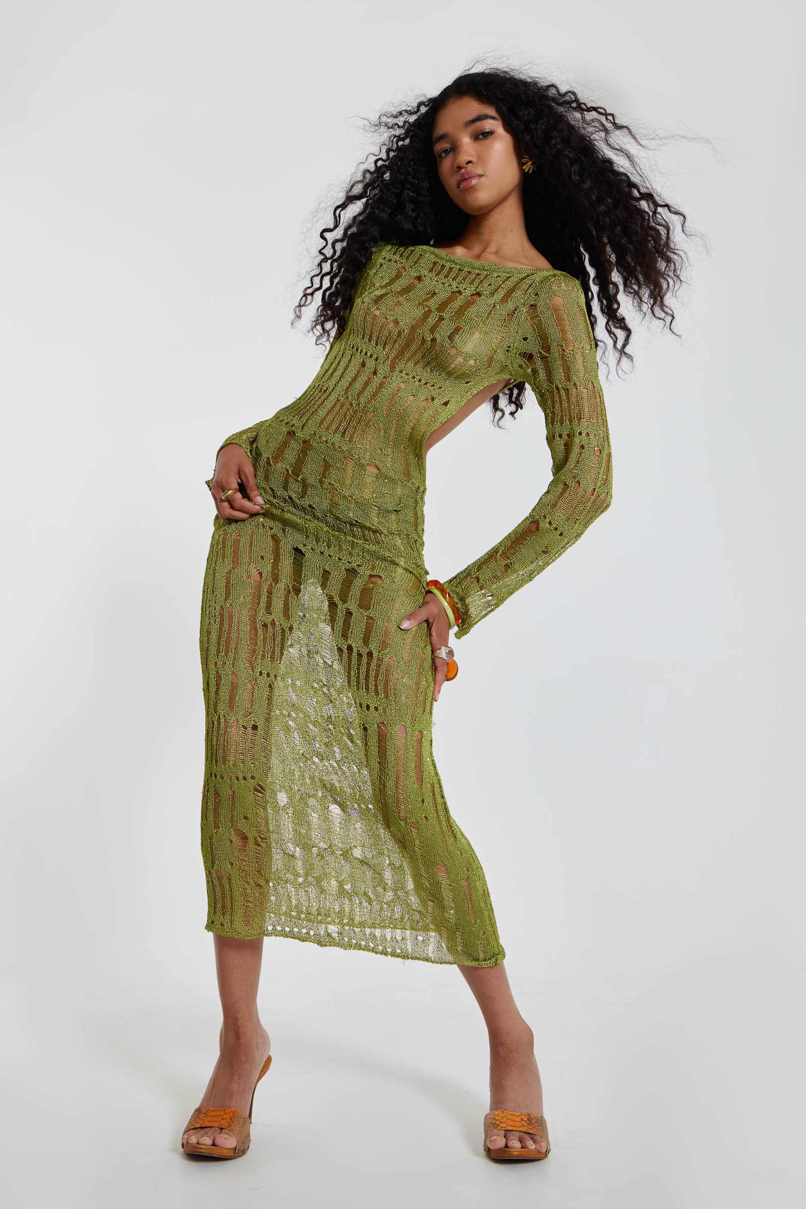 Shop Moss Green Metallic Umbra Maxi Dress | Jaded London | Clothing