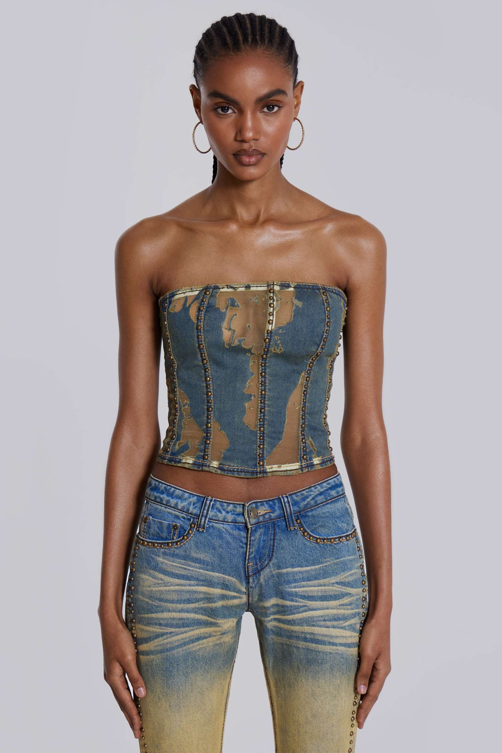 Shop Vega Denim Corset Top | Jaded London | Clothing
