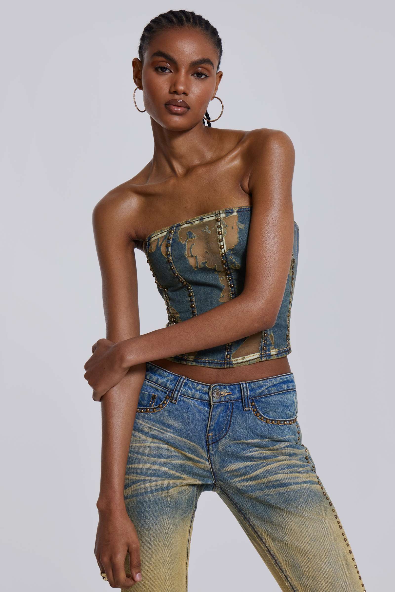 Shop Vega Denim Corset Top | Jaded London | Clothing