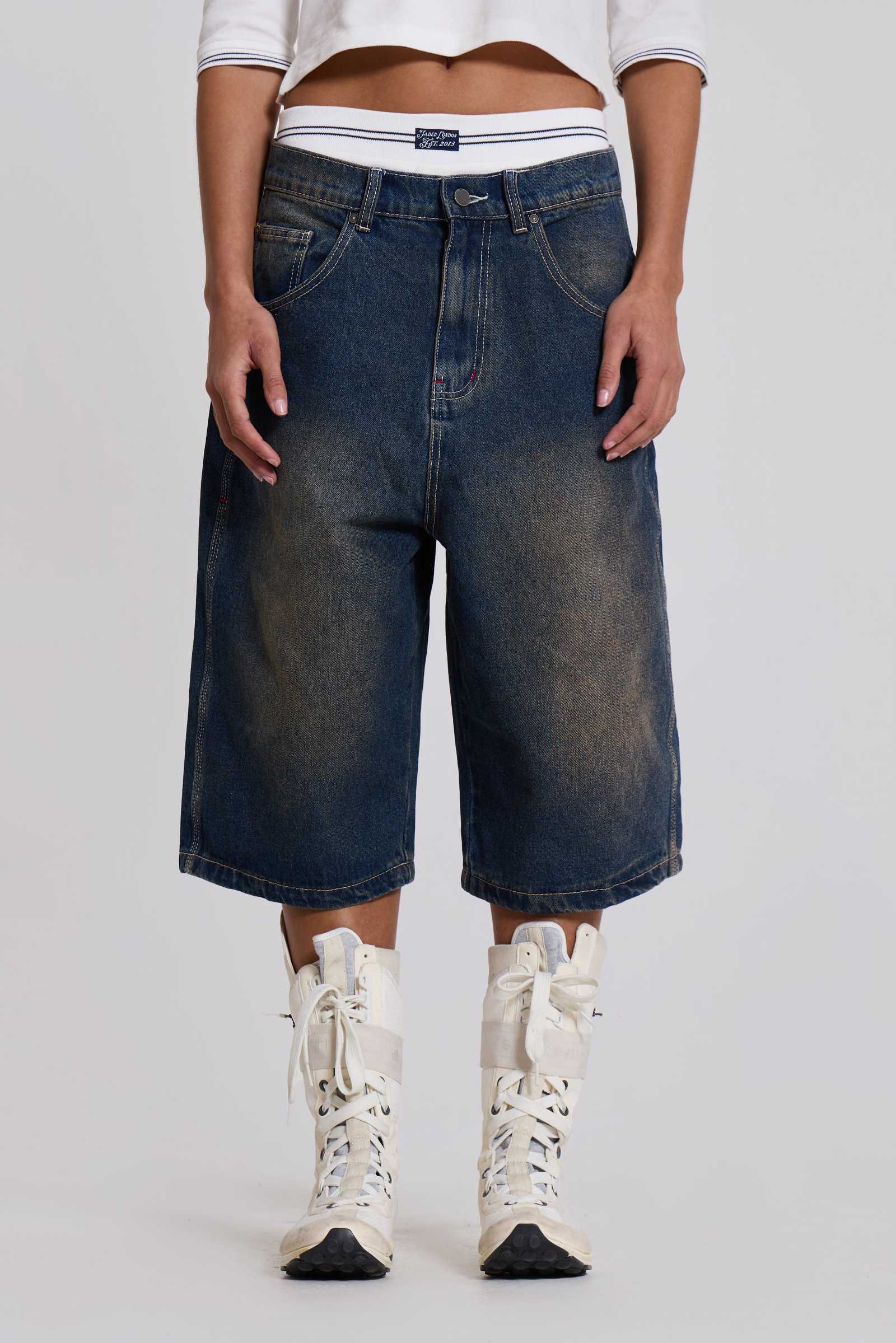 Shop Bronx Jumbo Fit Denim Jorts | Jaded London | Clothing