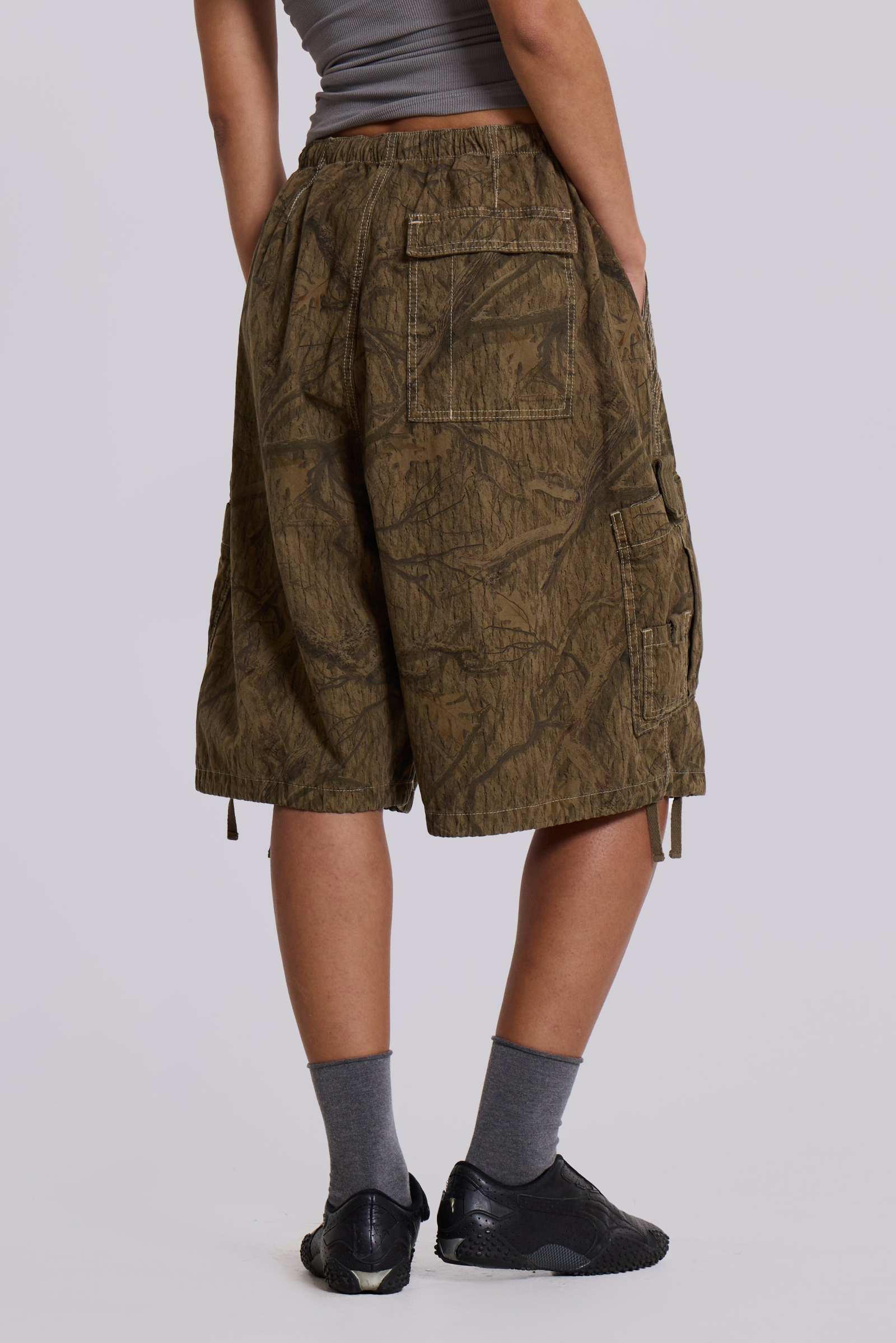 Shop Forest Camo Parachute Shorts | Jaded London | Clothing
