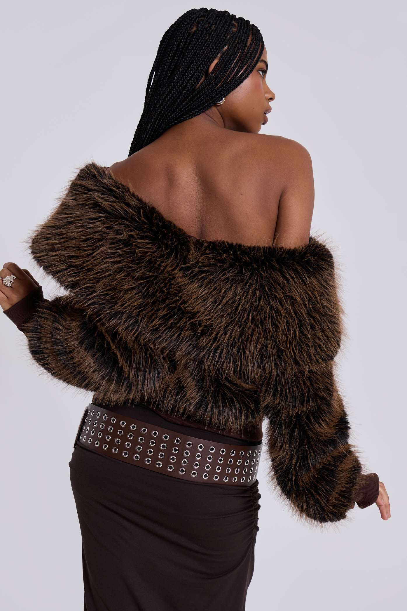 Shop 316 Off The Shoulder Fur Jumper | Jaded London | Clothing