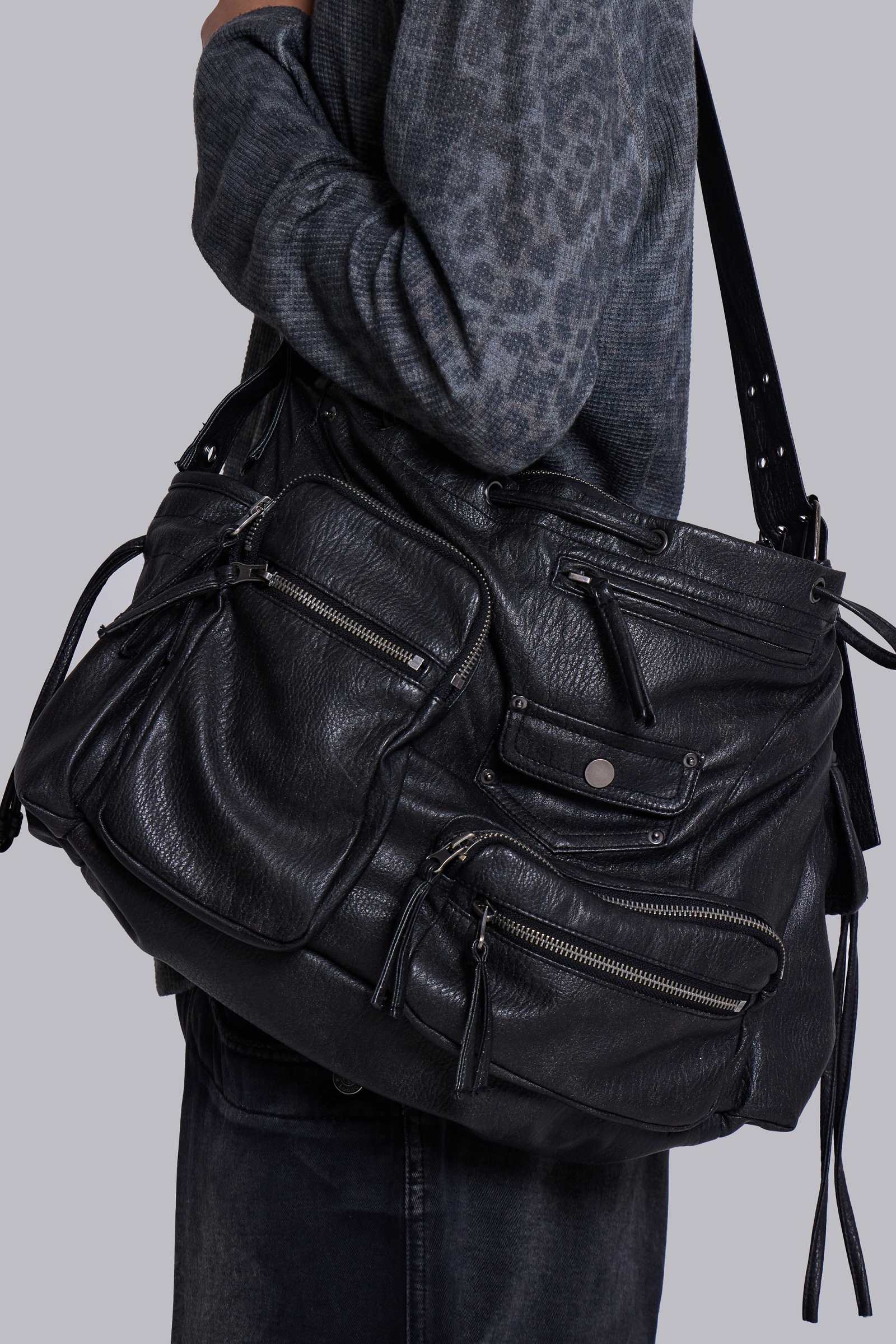 Faux Leather Utility Satchel | Jaded London | Clothing