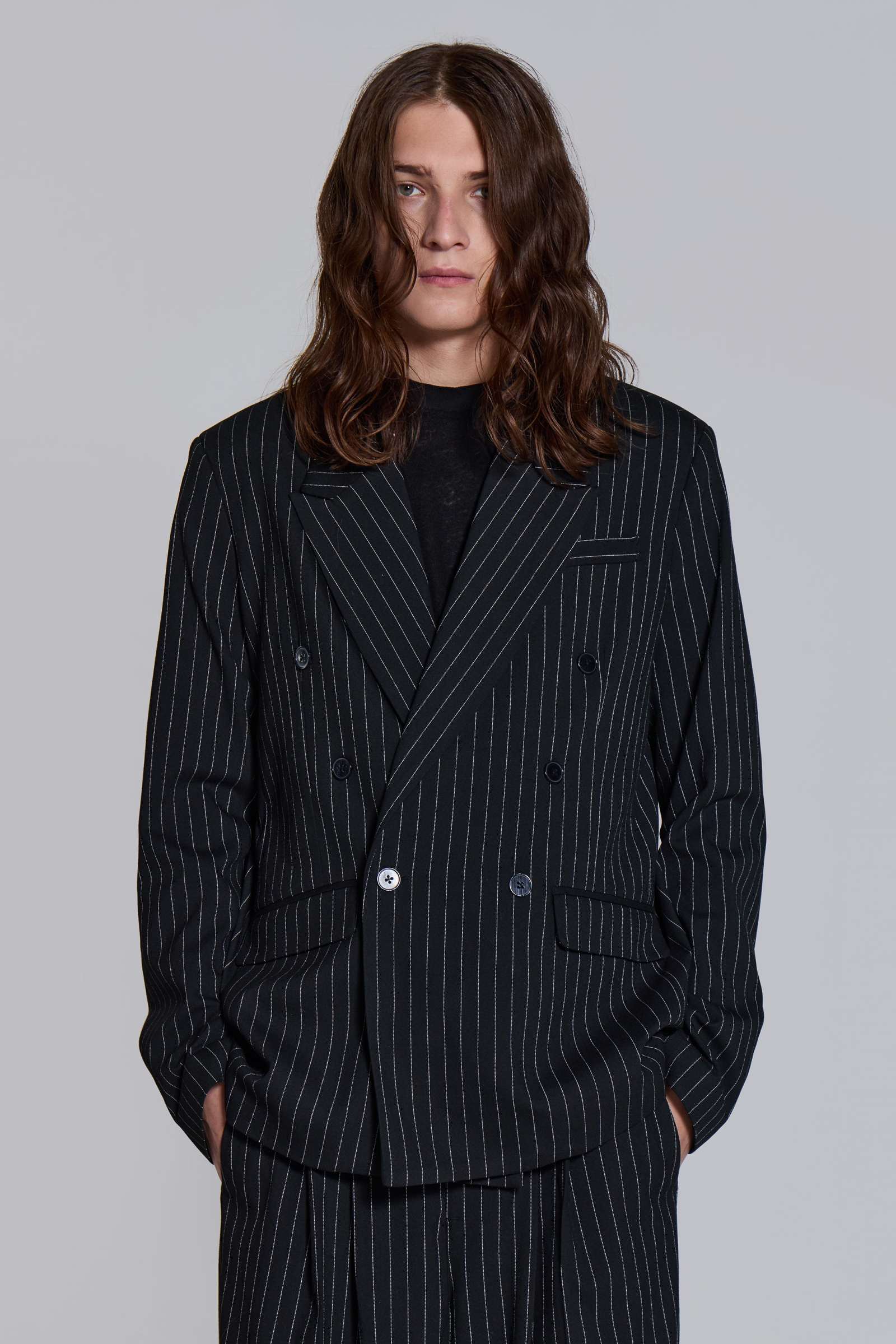 Goliath Pinstripe Double Breasted Boxy Blazer | Jaded London | Clothing