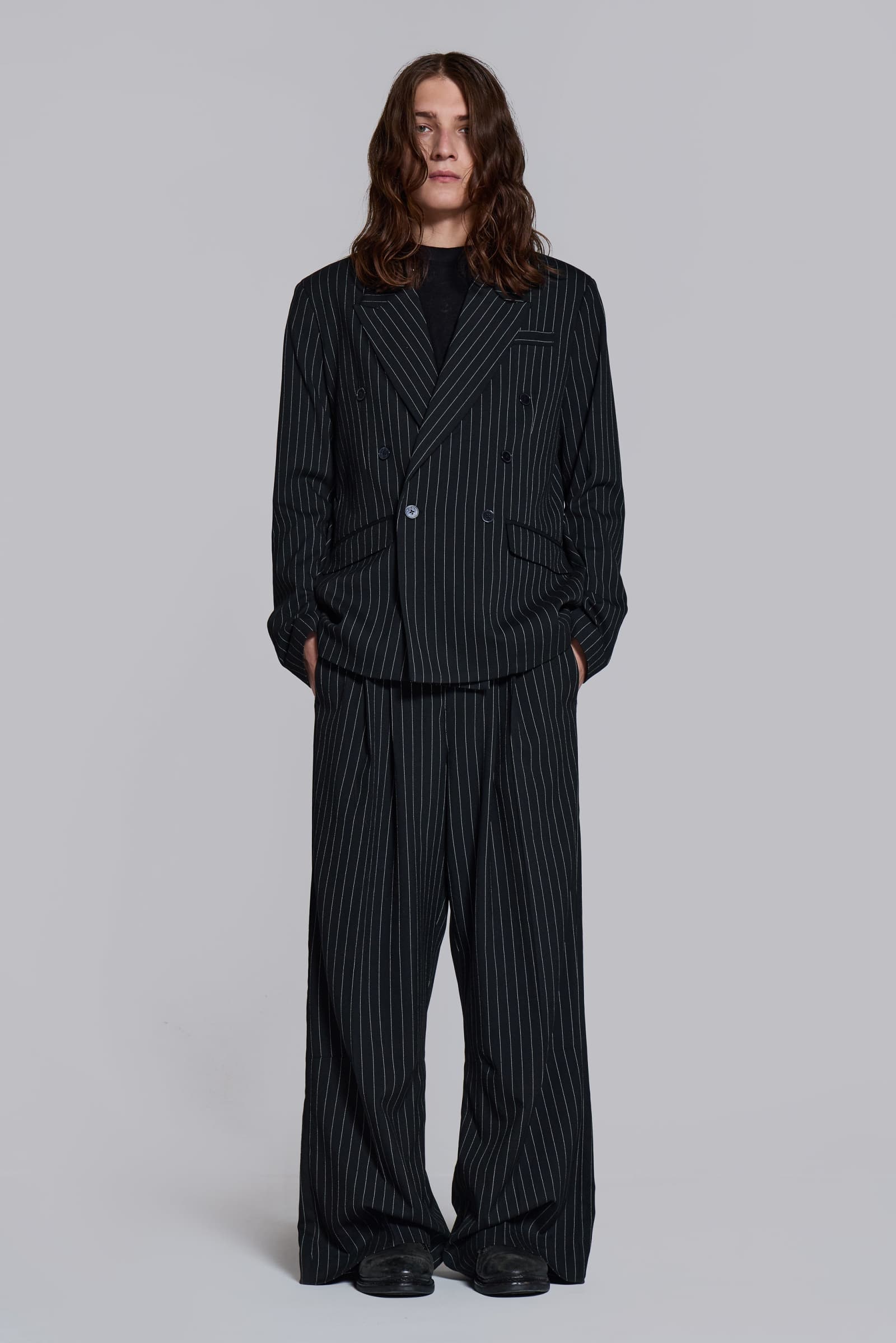 Goliath Pinstripe Double Breasted Boxy Blazer | Jaded London | Clothing