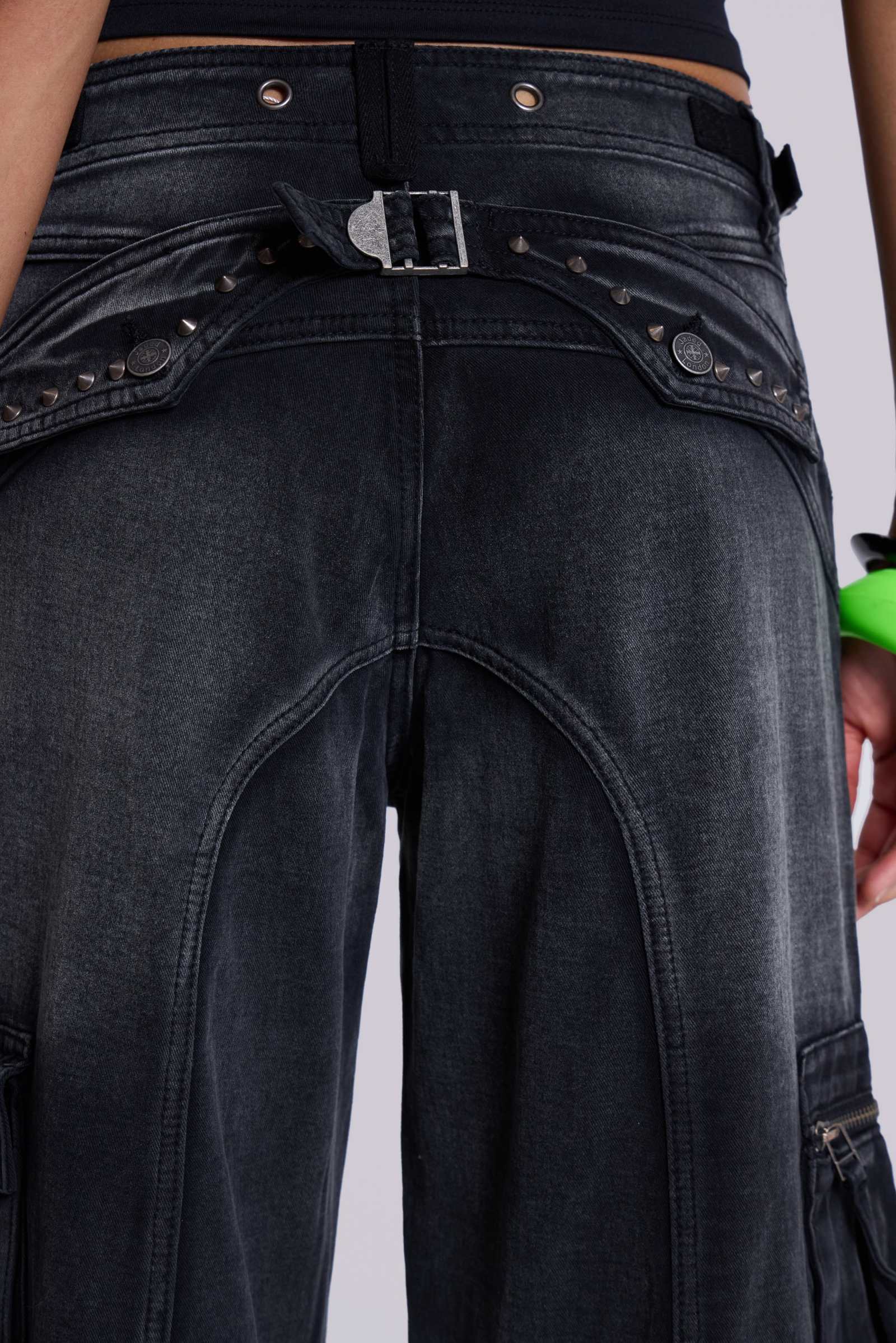 Sun Faded Black Trooper Cargo Pants | Jaded London | Clothing