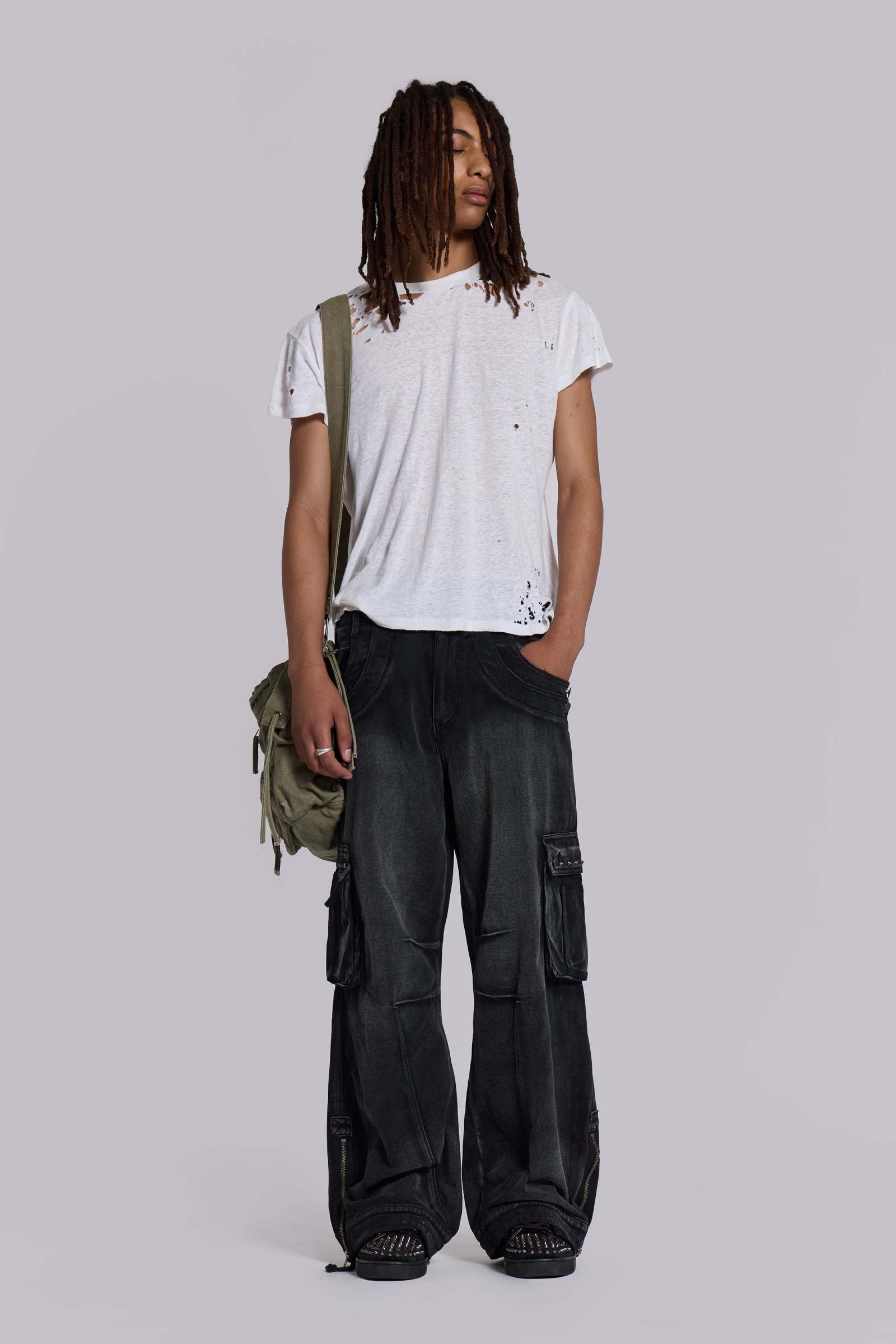Sun Faded Black Trooper Cargo Pants | Jaded London | Clothing