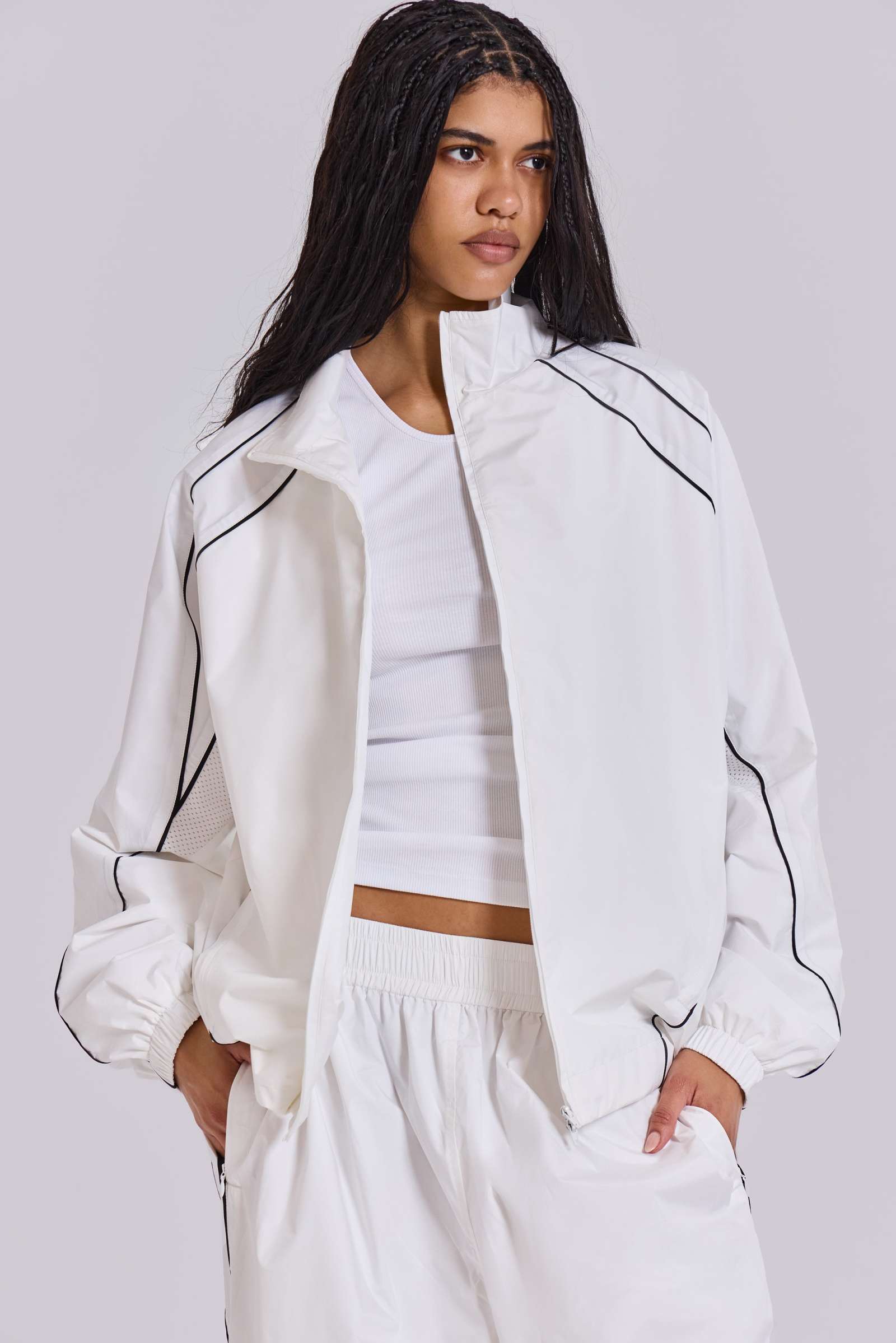White Vapor Tracksuit Top | Jaded London | Clothing
