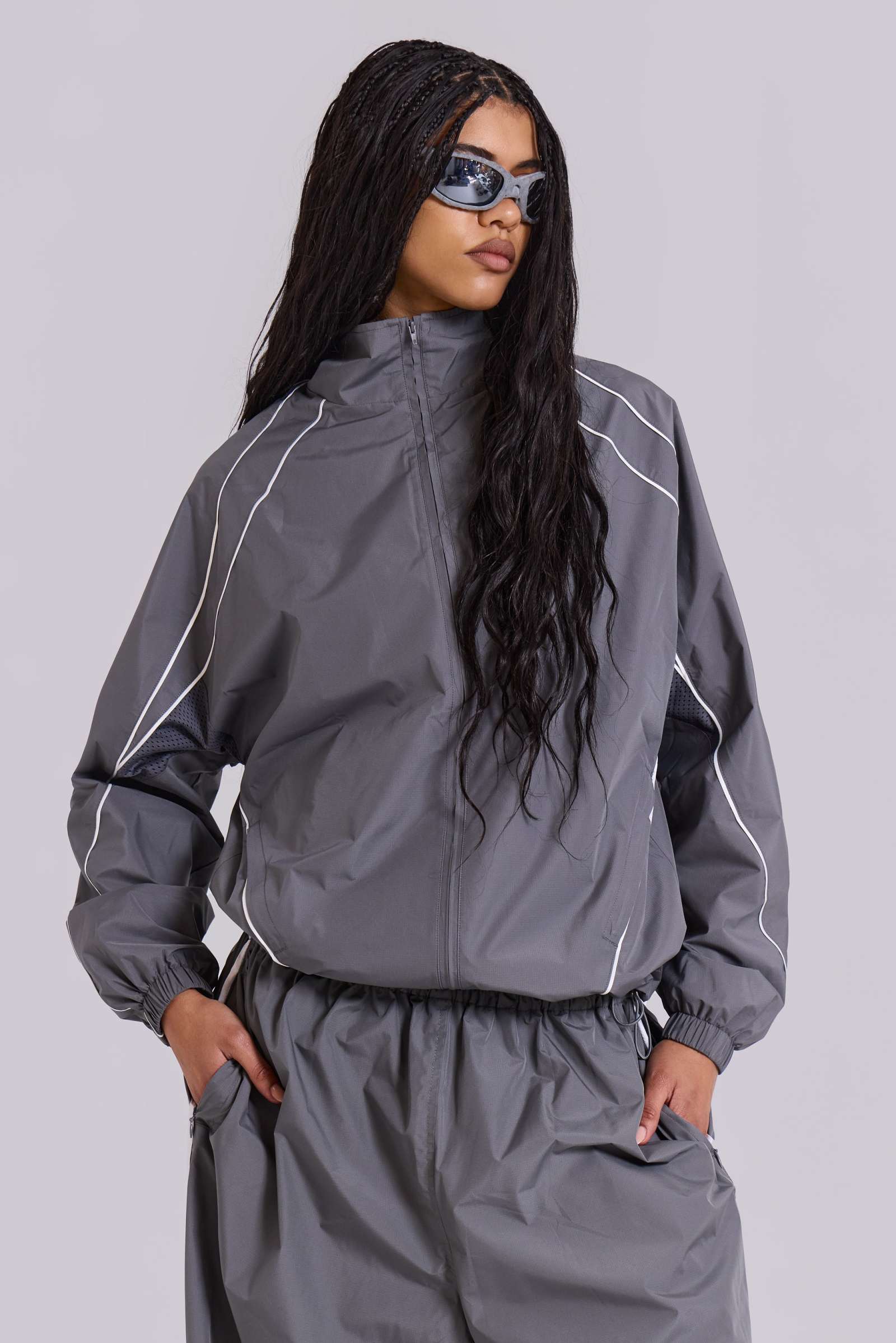 Grey Vapor Tracksuit Top | Jaded London | Clothing