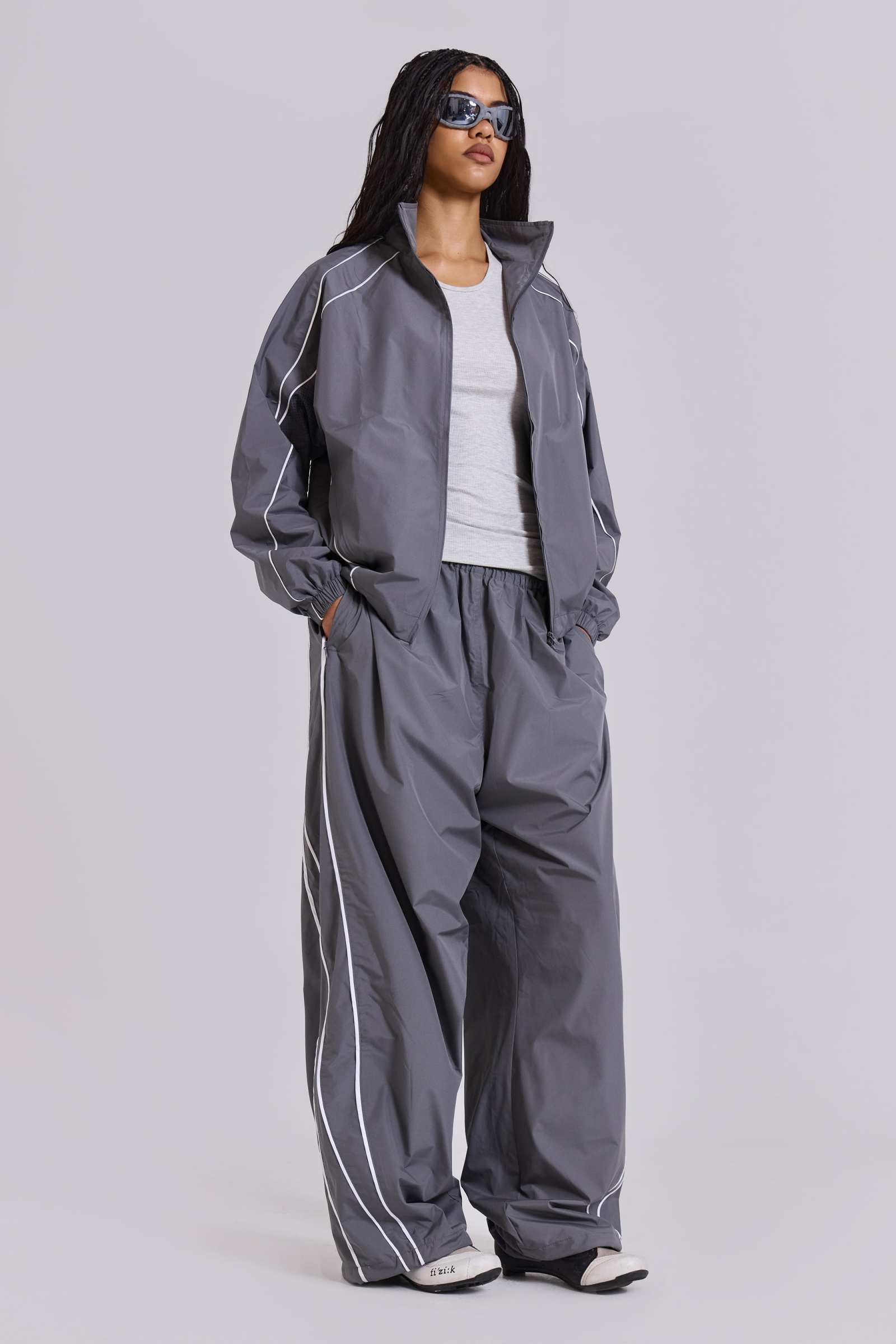 Grey Vapor Tracksuit Top - discounts and promo codes at Jaded London with Checkmate