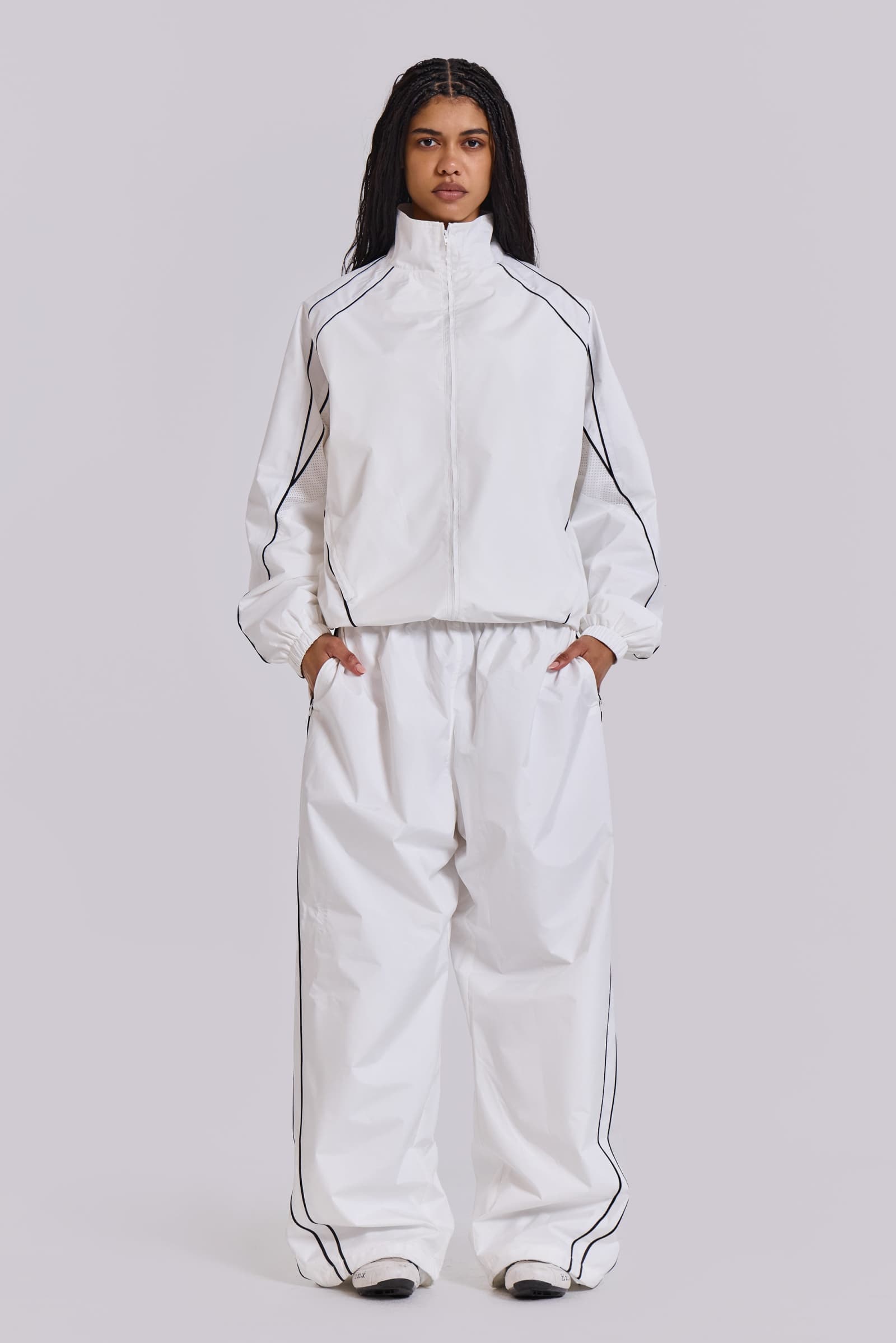 White Vapor Tracksuit Bottoms | Jaded London | Clothing
