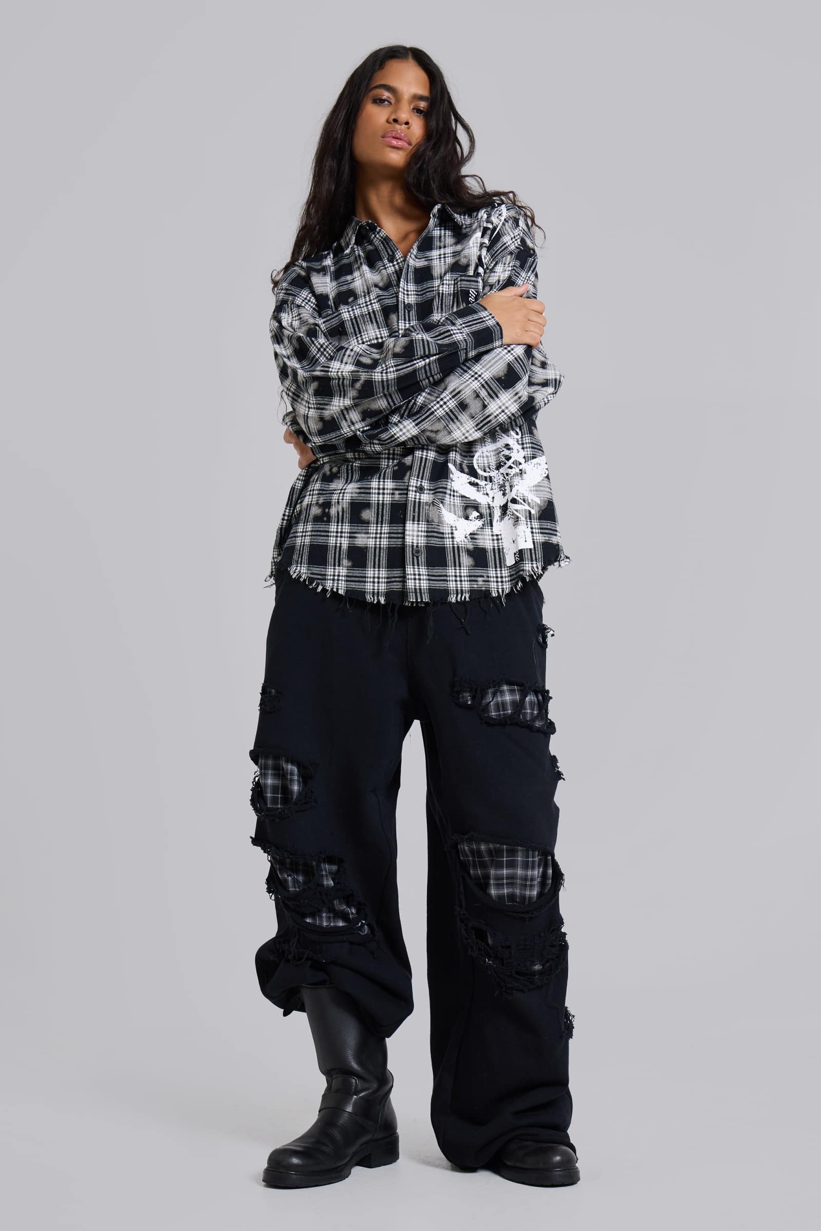 Check Layered Monster Joggers | Jaded London | Clothing