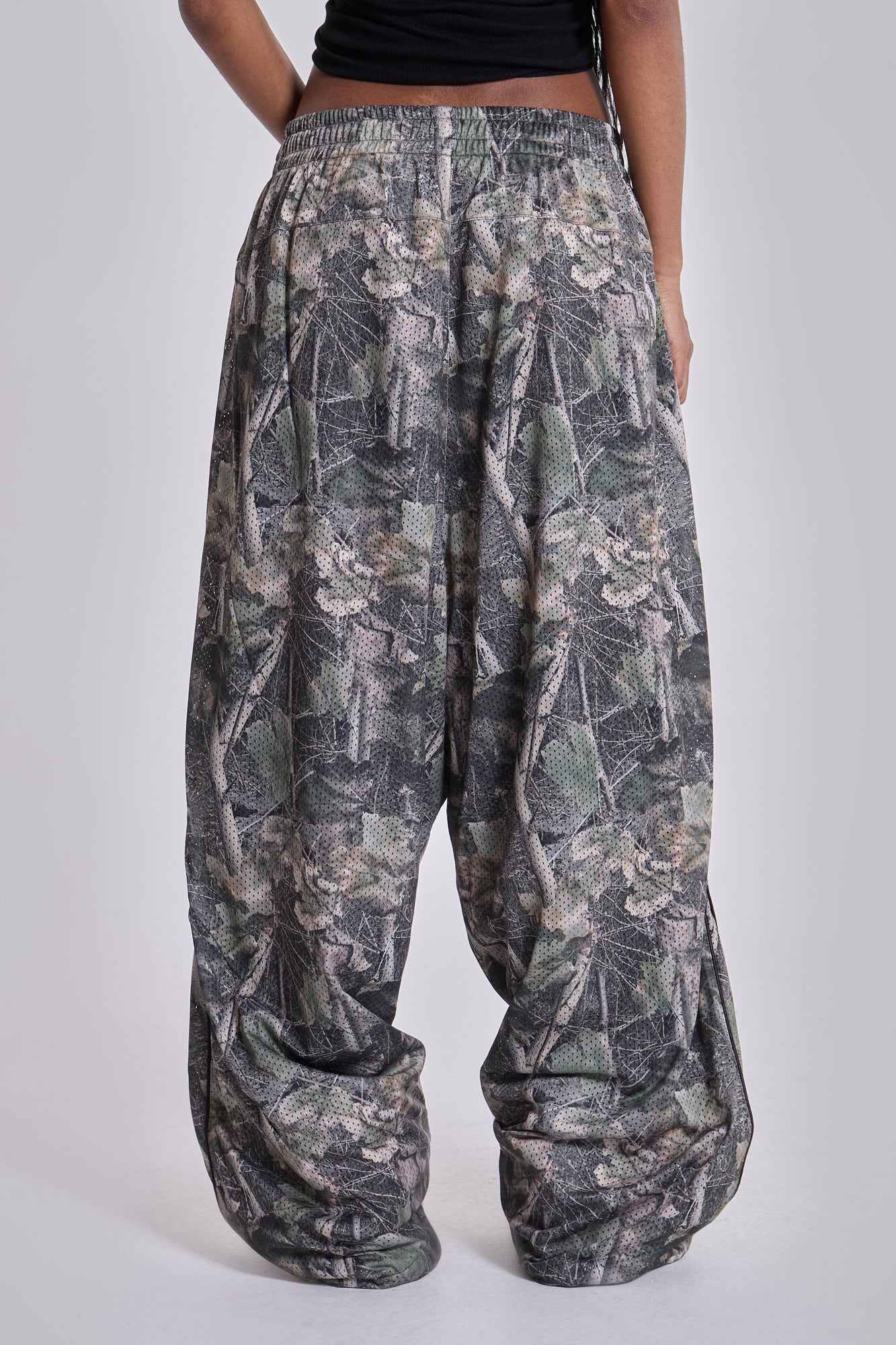 Forest Camo Mesh Vapor Tracksuit Bottoms | Jaded London | Clothing