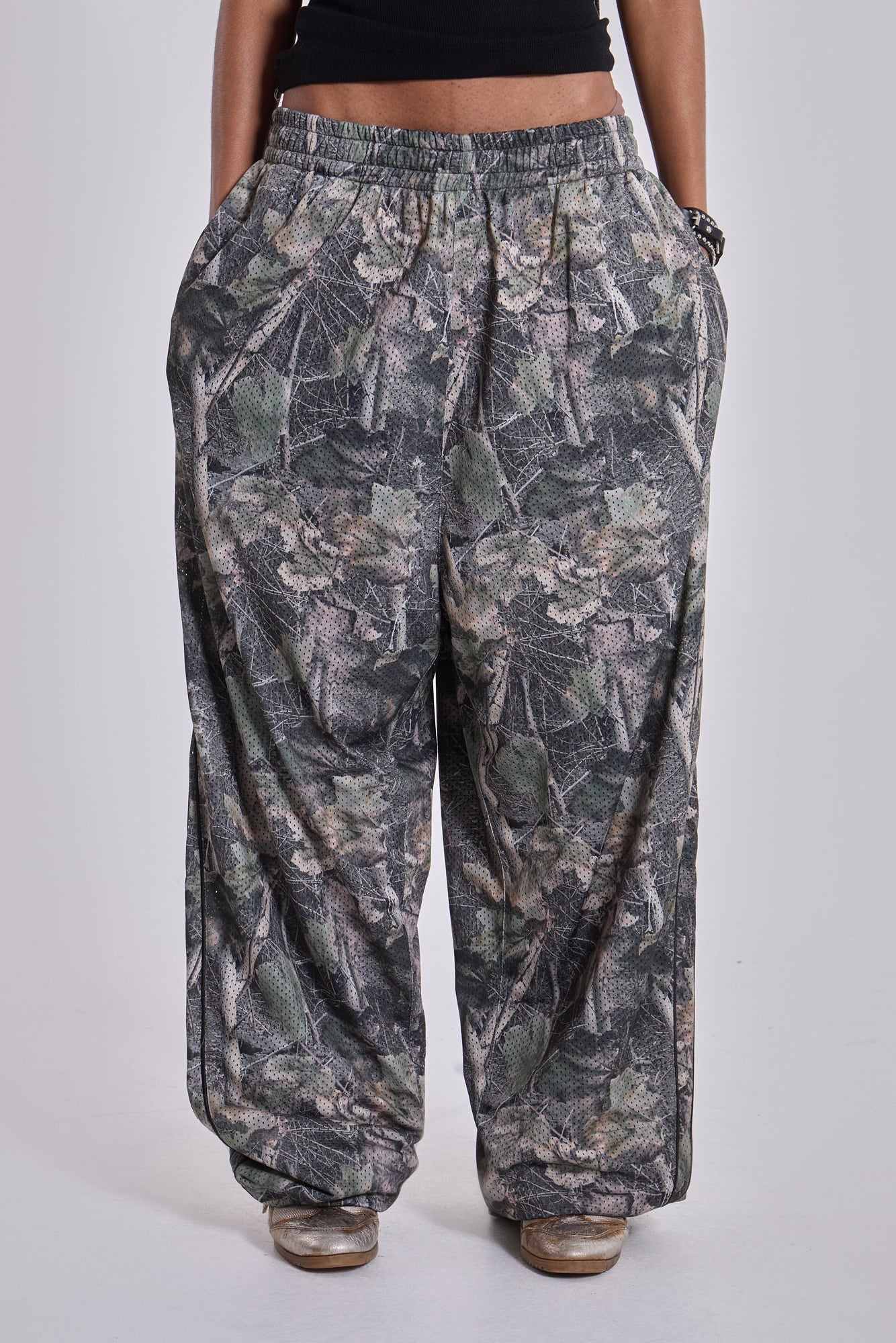 Forest Camo Mesh Vapor Tracksuit Bottoms | Jaded London | Clothing