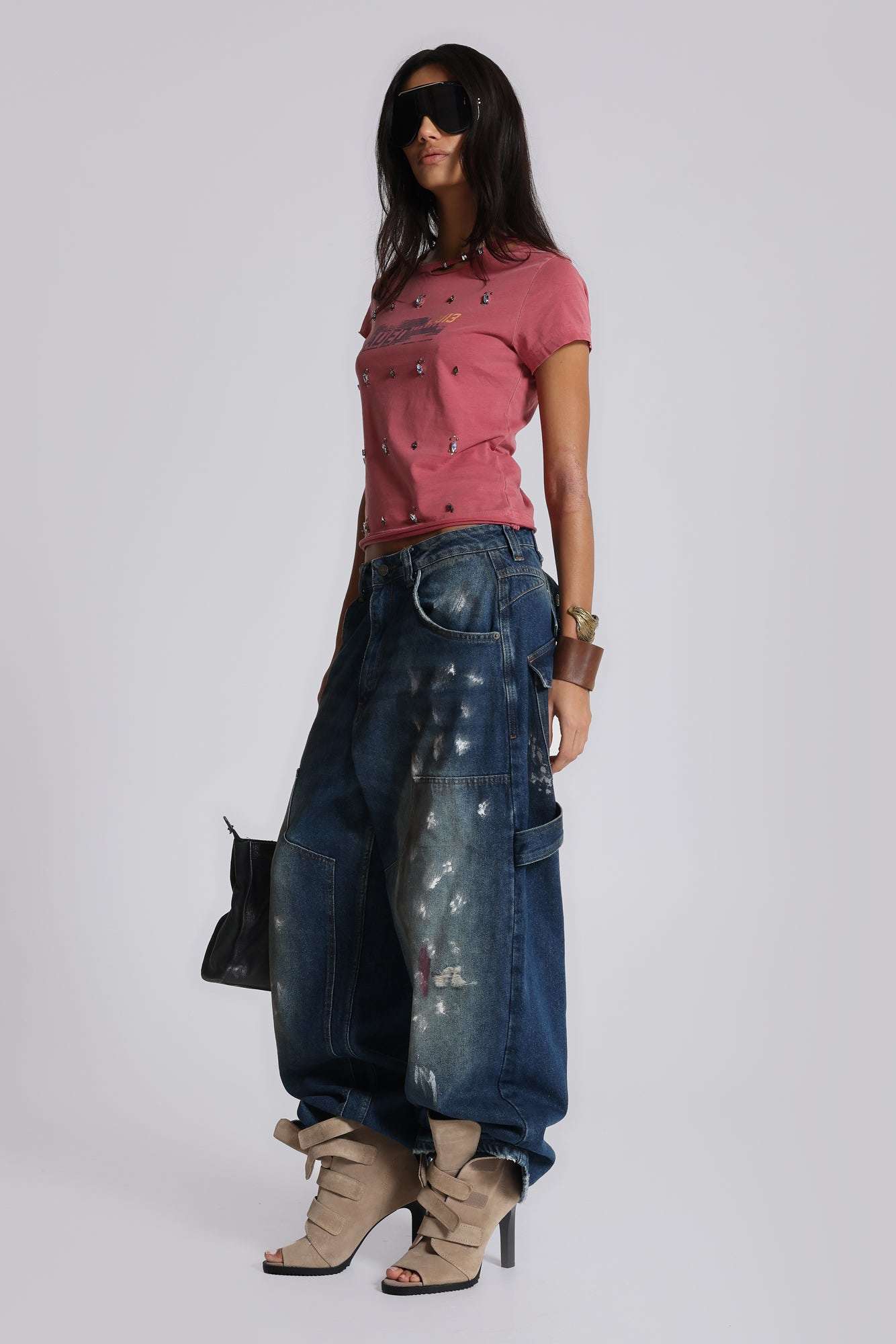 Rally Distressed Embellished Tee | Jaded London | Clothing