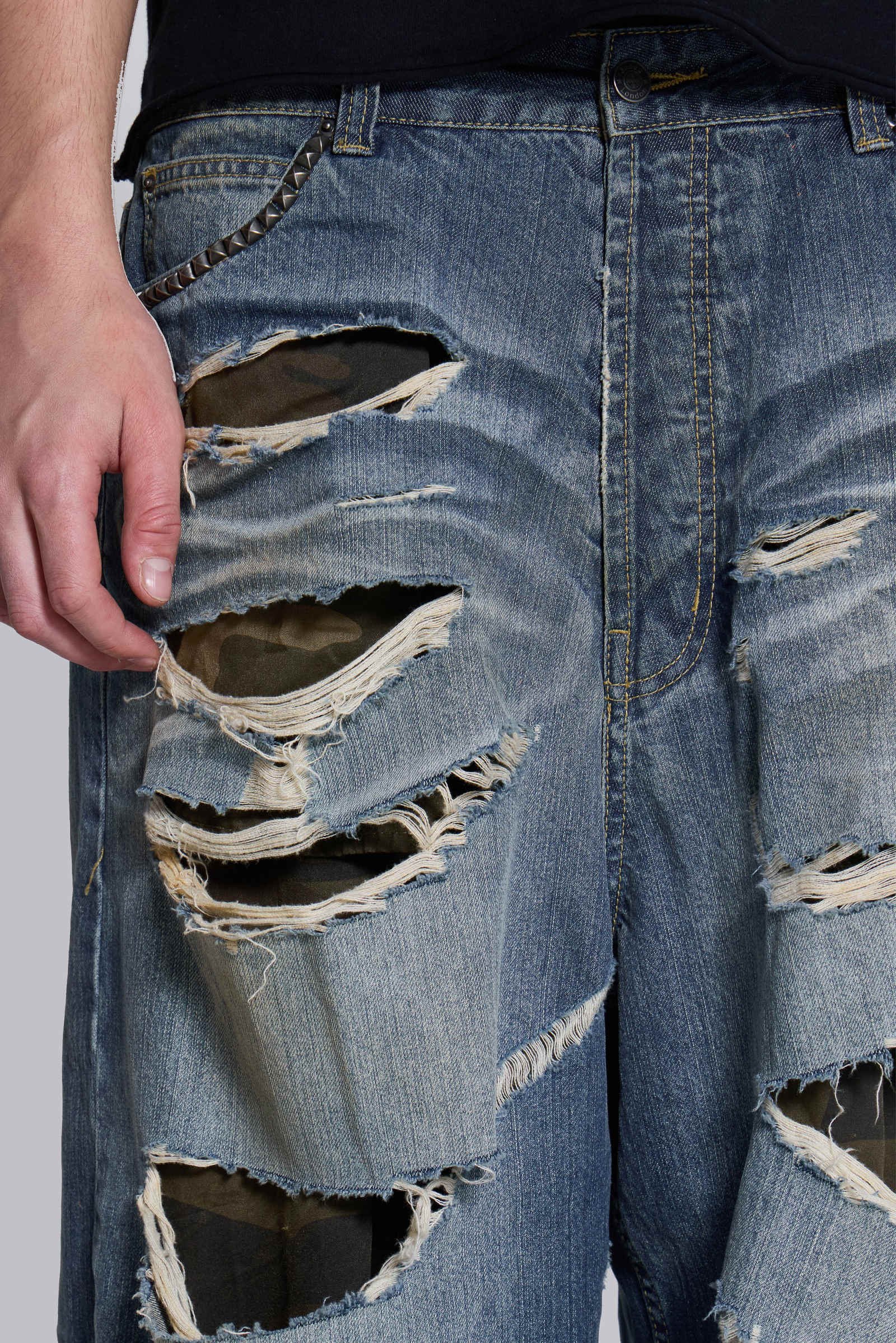 Hidden Camo Ripped XL Colossus Jeans | Jaded London | Clothing