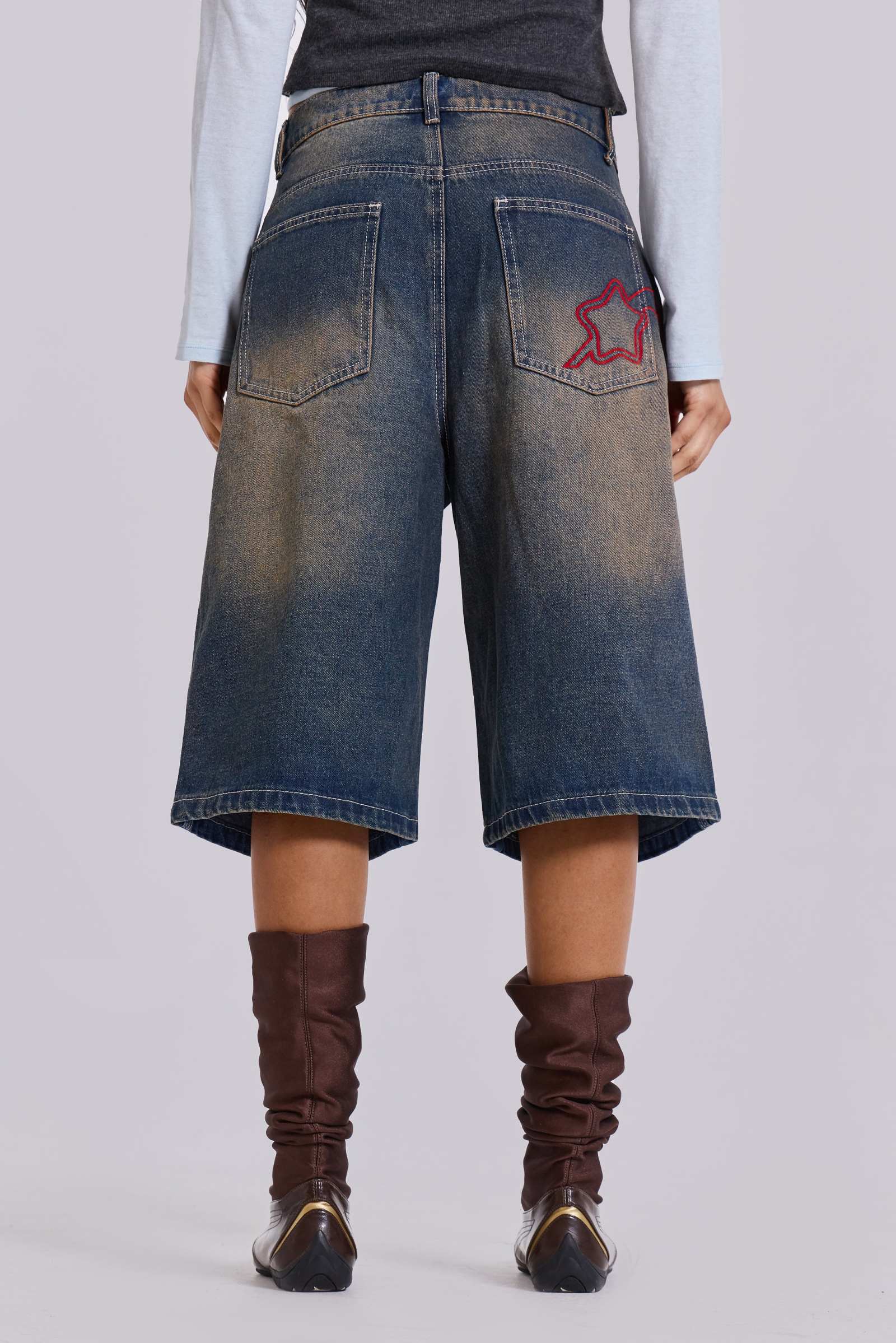 Shop Bronx Jumbo Fit Denim Jorts | Jaded London | Clothing