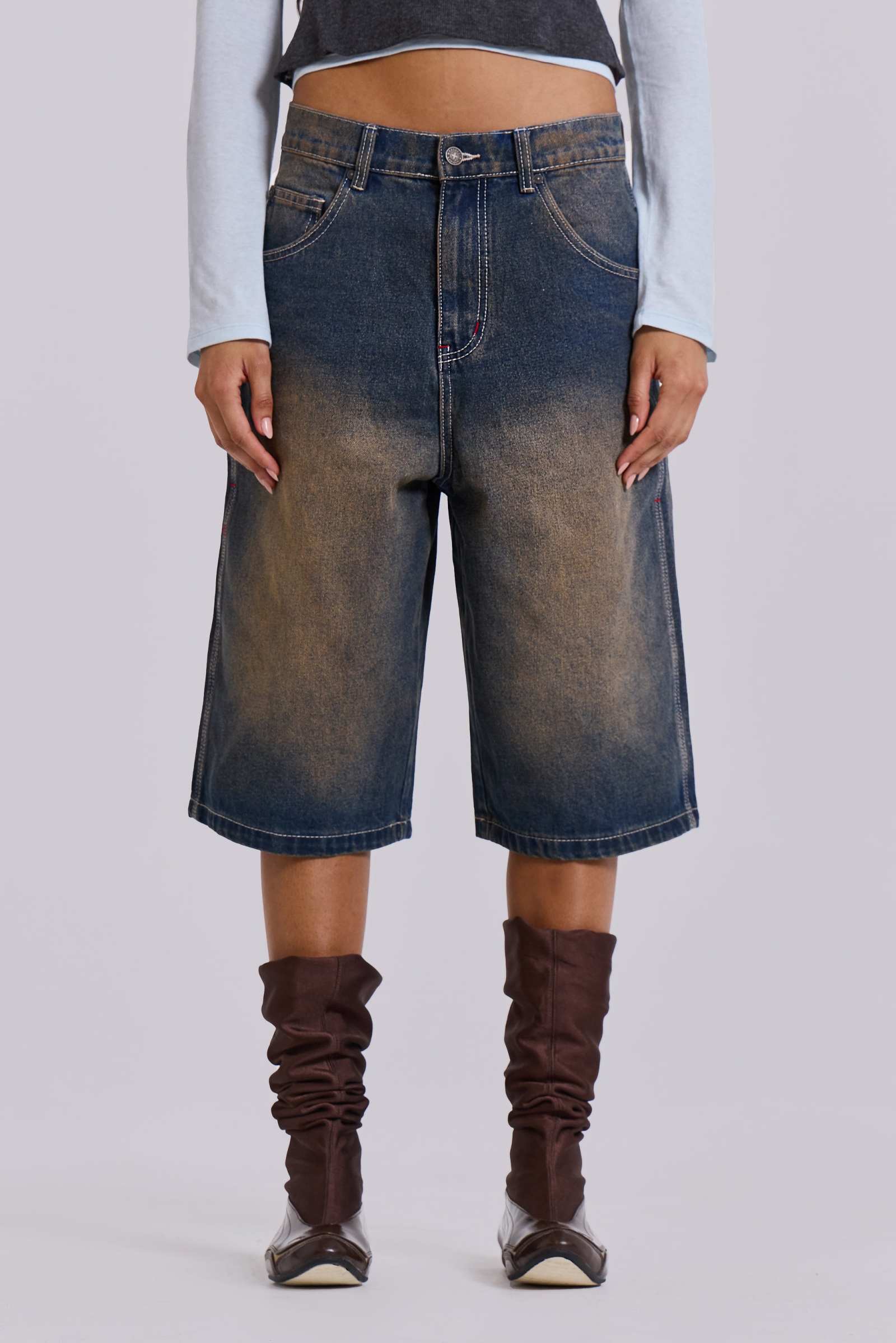 Shop Bronx Jumbo Fit Denim Jorts | Jaded London | Clothing
