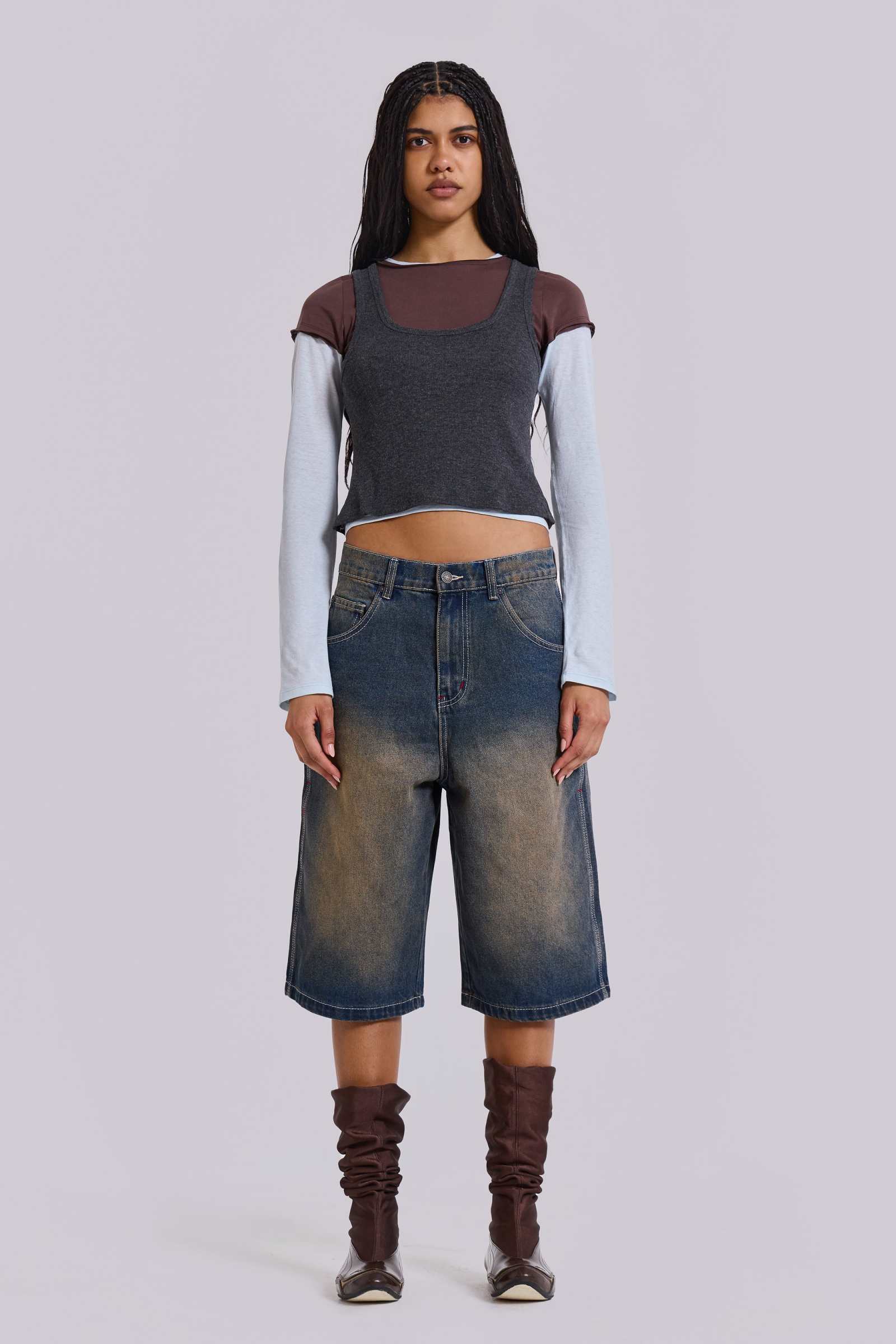 Shop Bronx Jumbo Fit Denim Jorts | Jaded London | Clothing