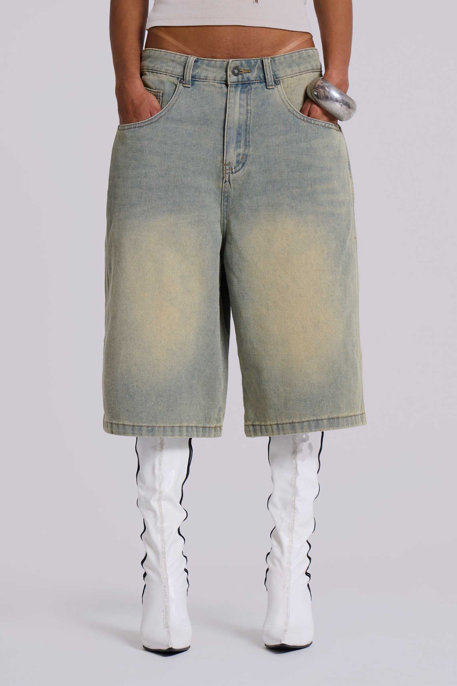 Shop Light Wash Jumbo Jorts | Jaded London | Clothing