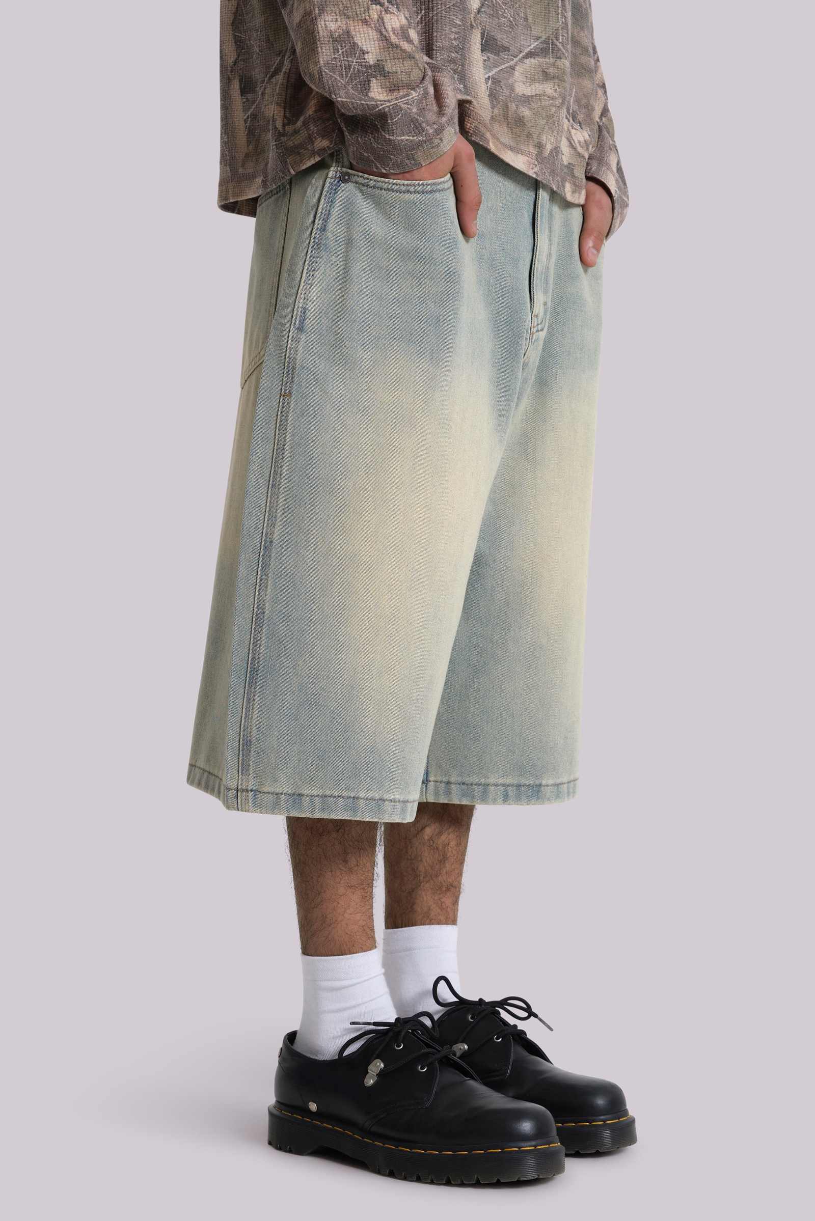 Shop Light Wash Jumbo Jorts | Jaded London | Clothing