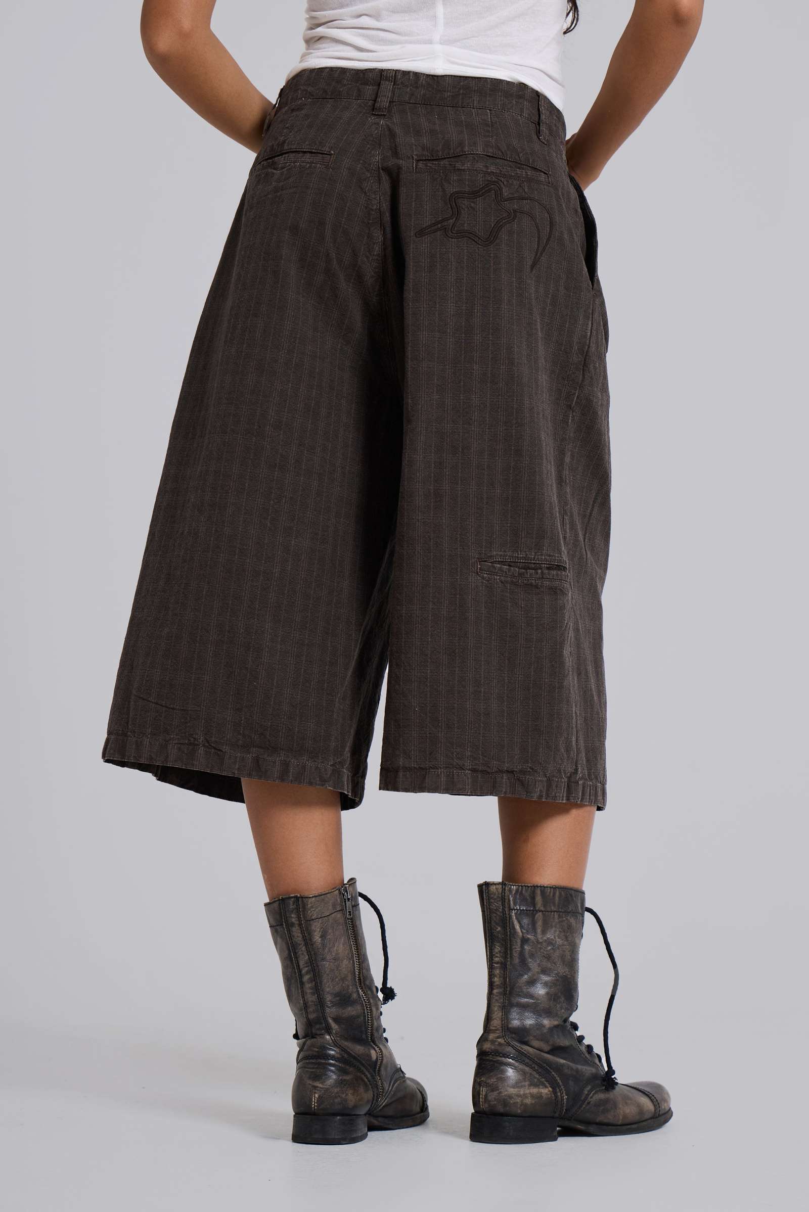 Brown Check Jumbo Jorts | Jaded London | Clothing