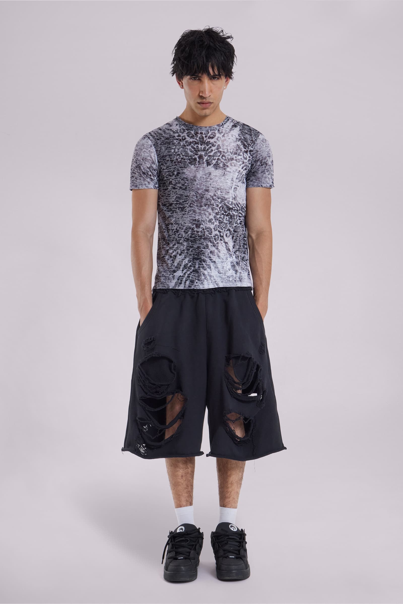 Black Distressed Monster Shorts | Jaded London | Clothing