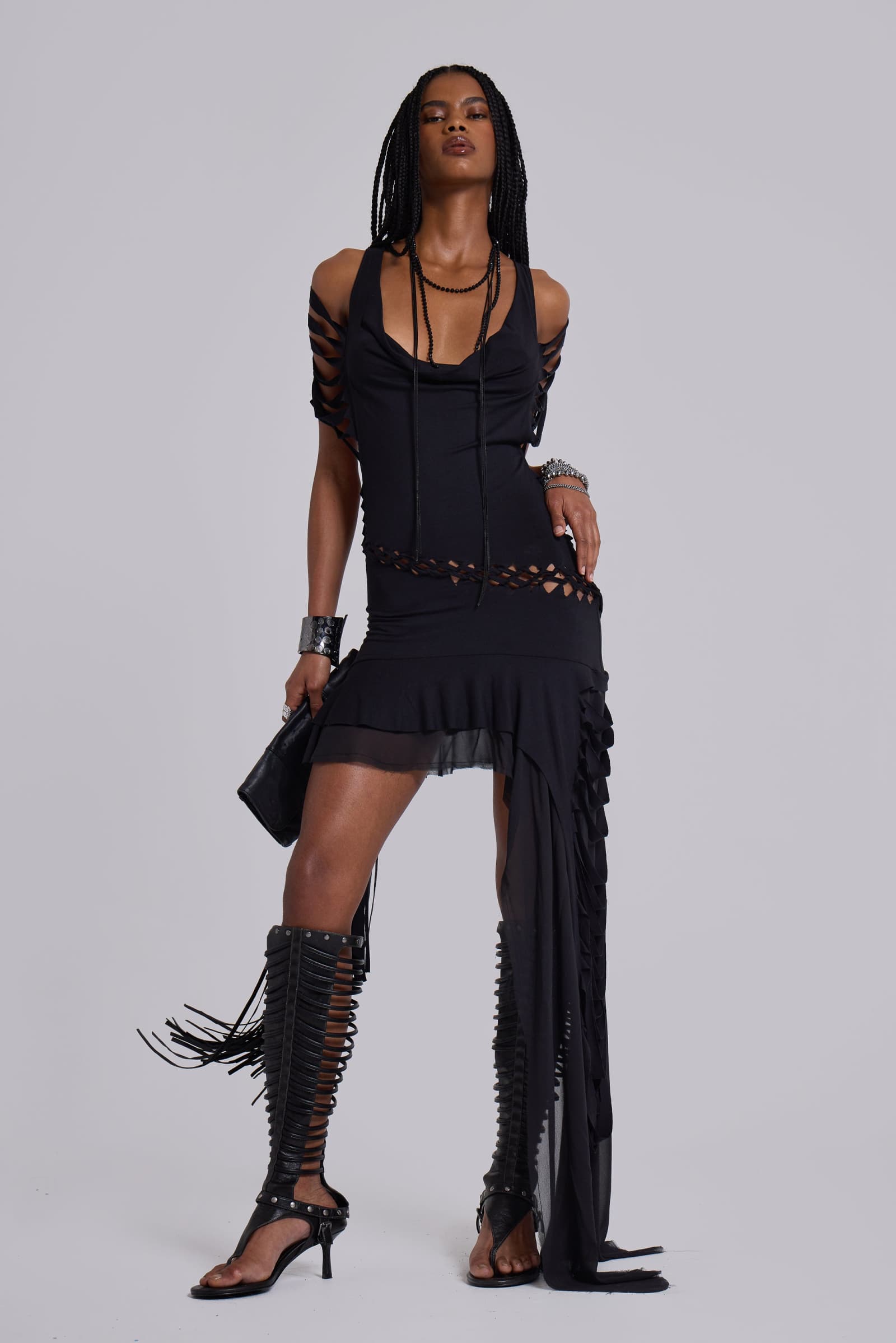 Vux Asymmetric Slashed Dress | Jaded London | Clothing