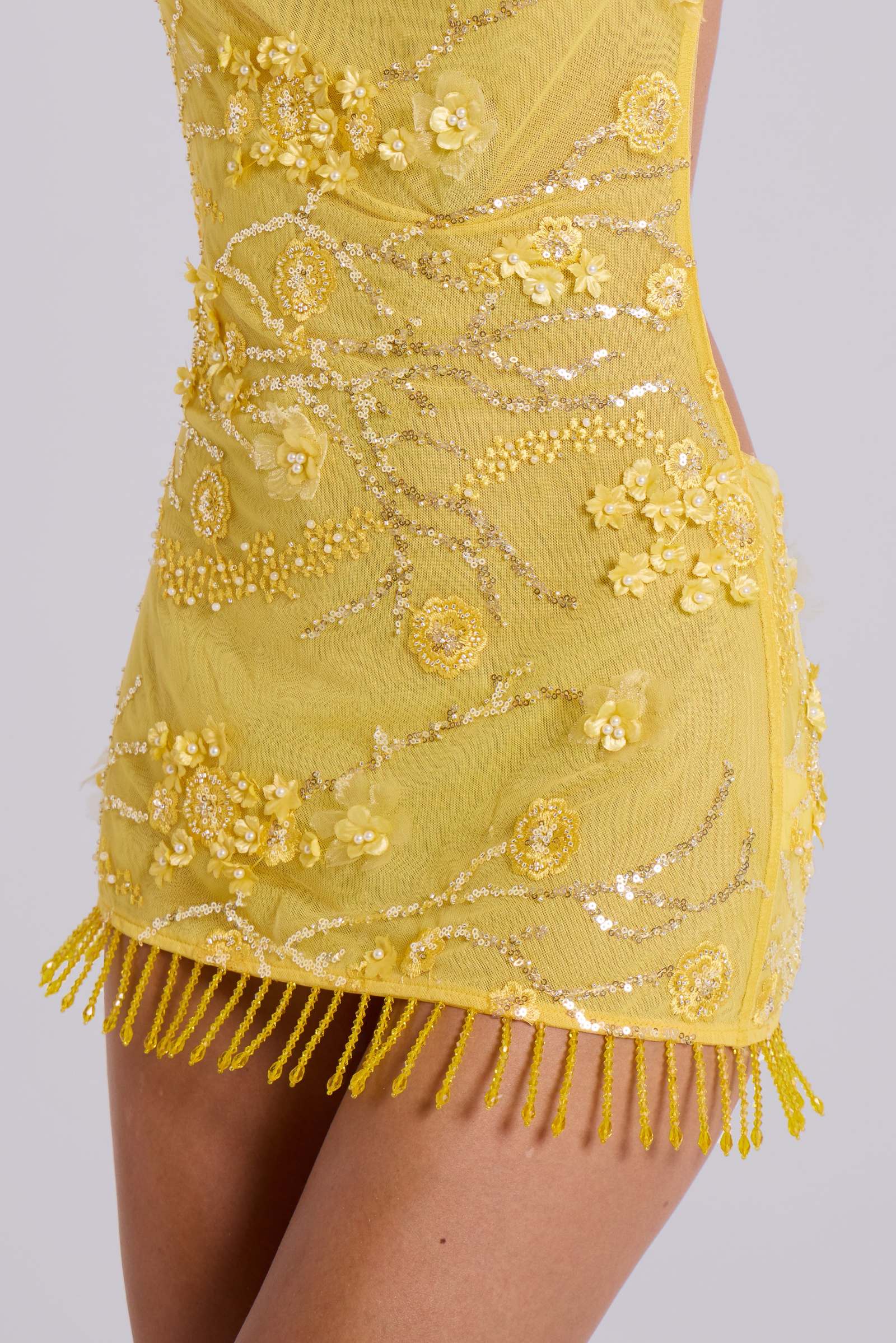 Ellora Embellished Mini Dress in Solar | Jaded London | Clothing