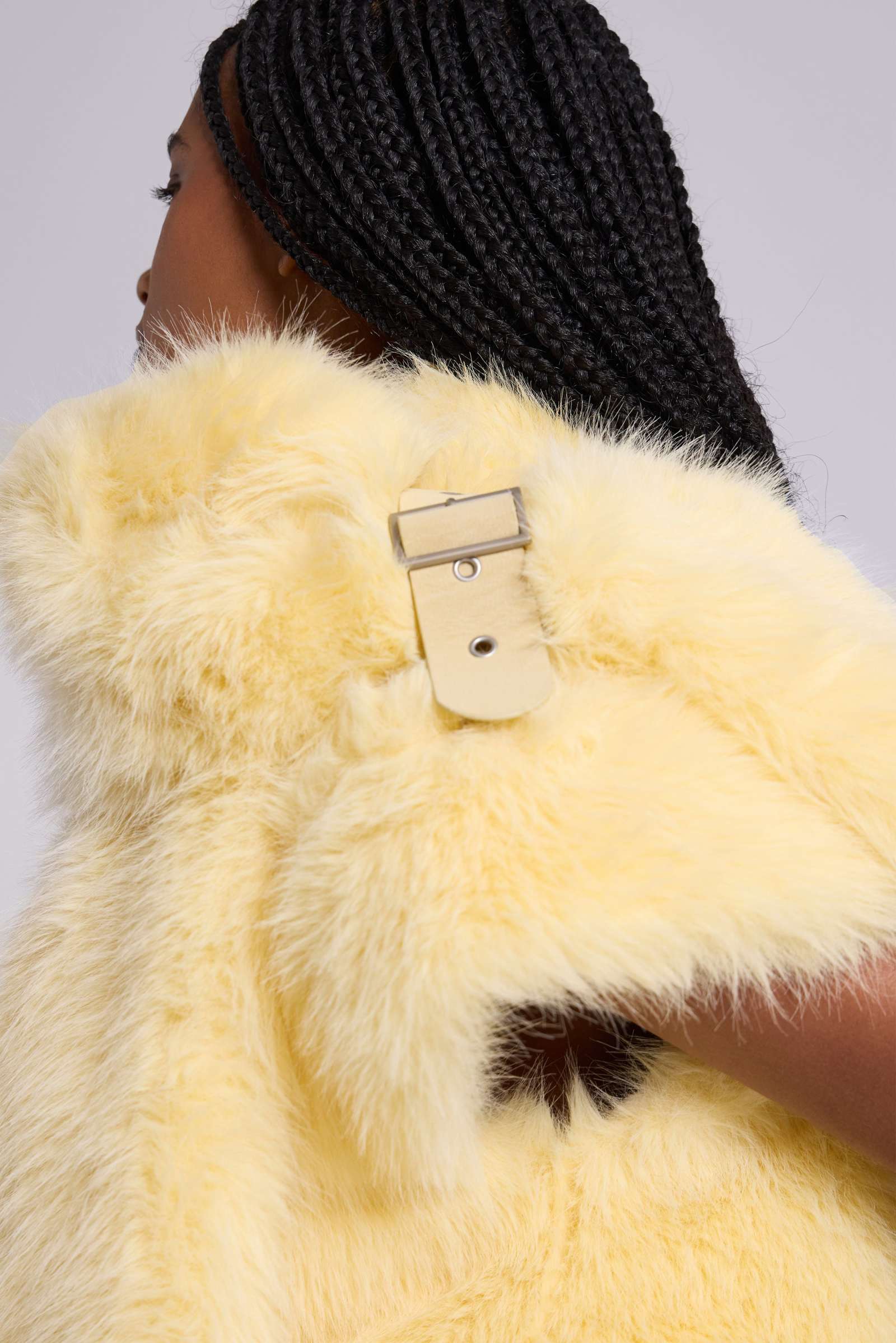 Saskia 2-in-1 Faux Fur Shrug in Yellow | Jaded London