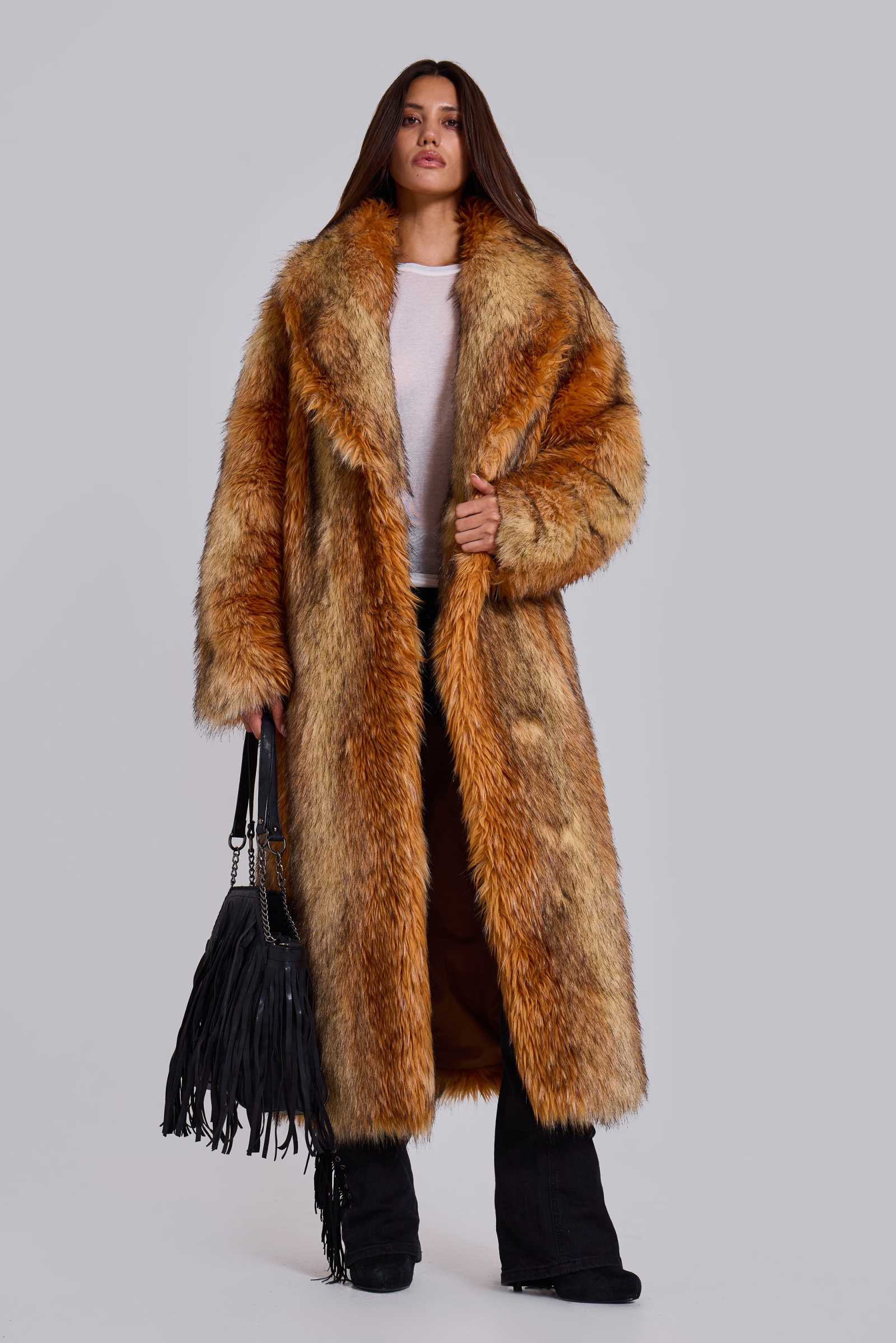 Xylia Faux Fur Maxi Coat | Jaded London | Clothing