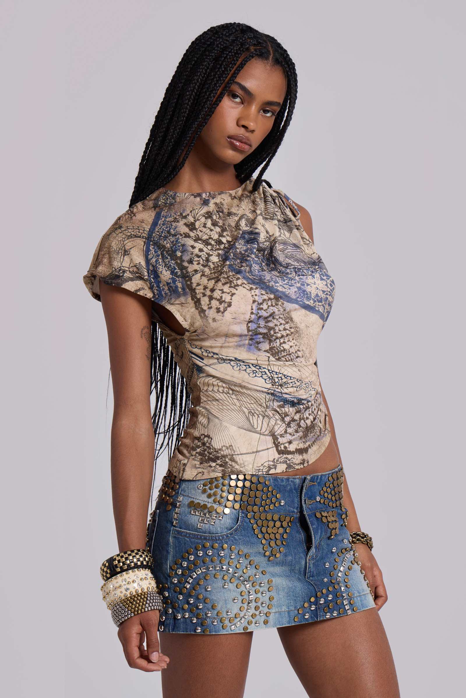 Nuka Asymmetric Drape Top | Jaded London