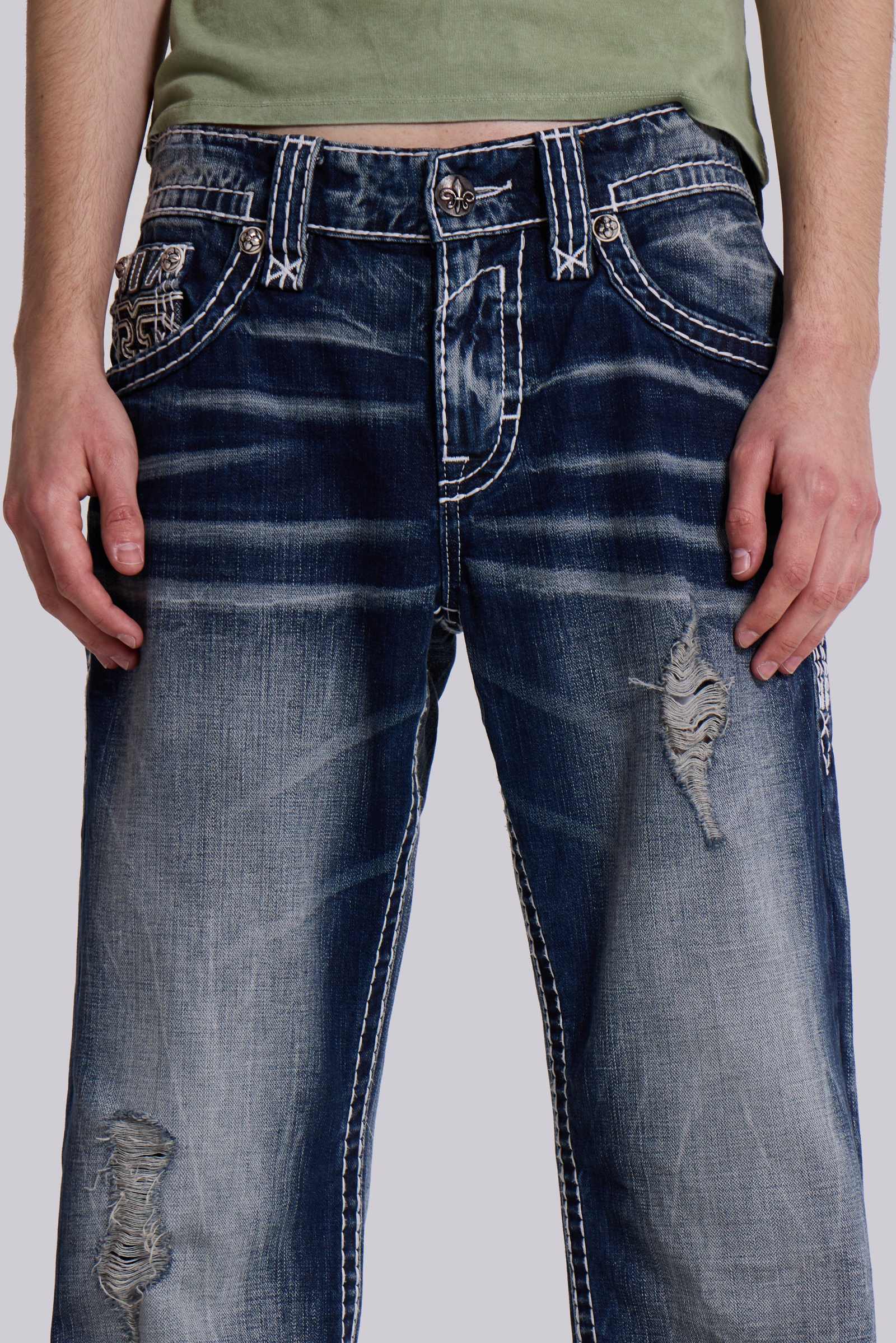 Shop Rock Revival Mid Blue Gwen Bootcut Jeans | Jaded London | Clothing