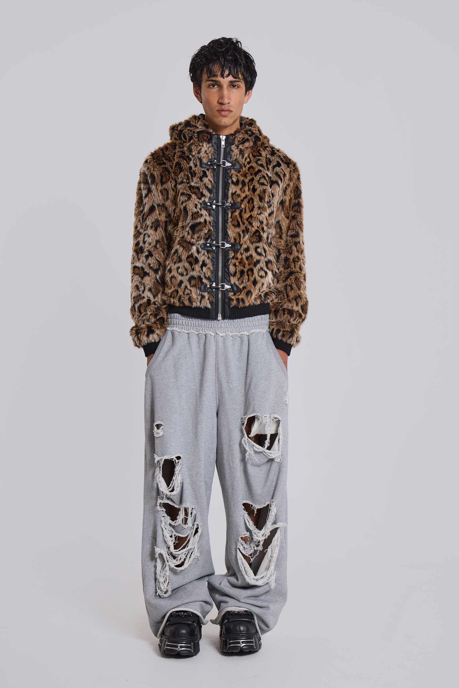 Grey Marl Distressed Monster Joggers | Jaded London | Clothing