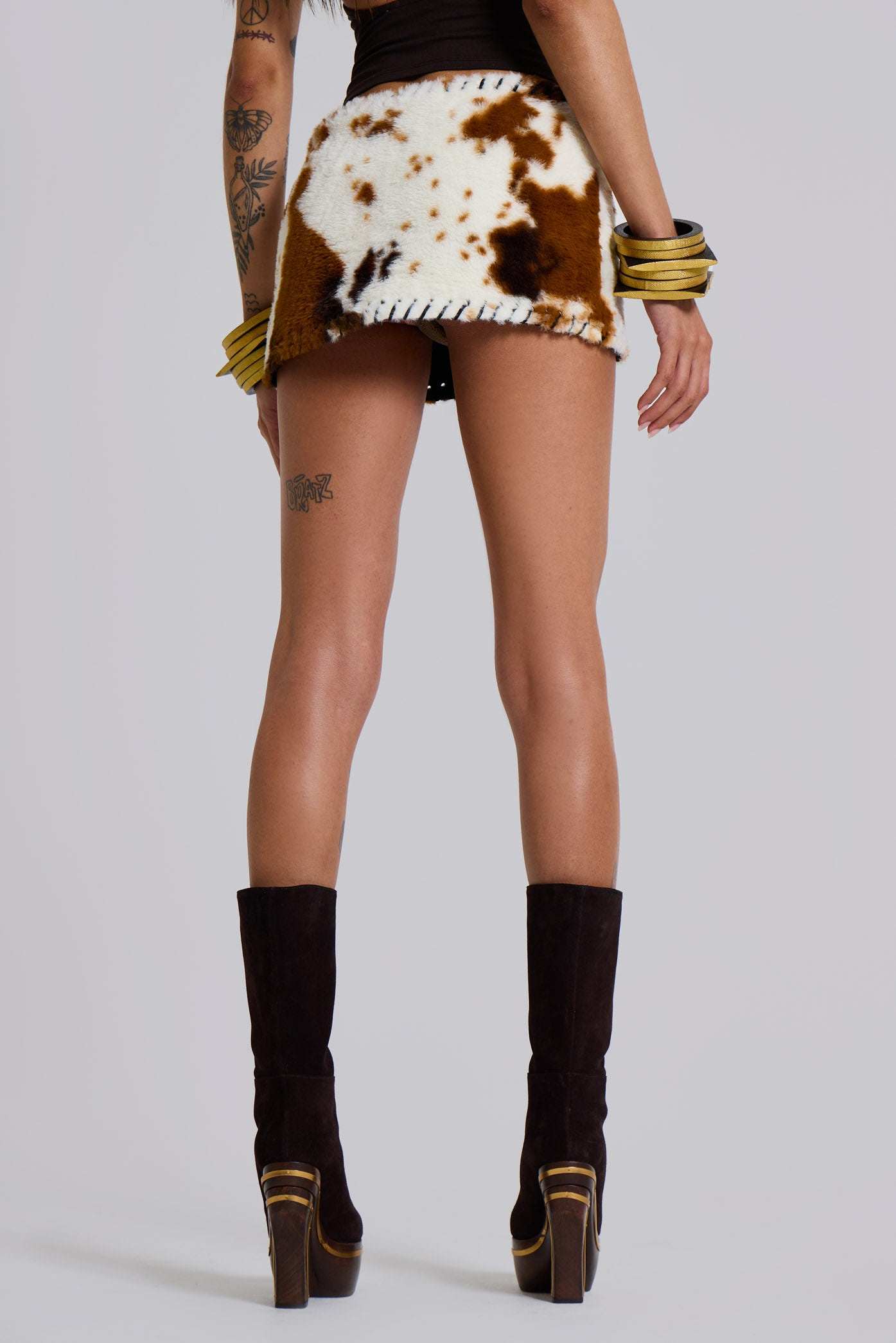 Shop Kena Whipstitch Cow Micro Mini Skirt | Jaded London | Clothing
