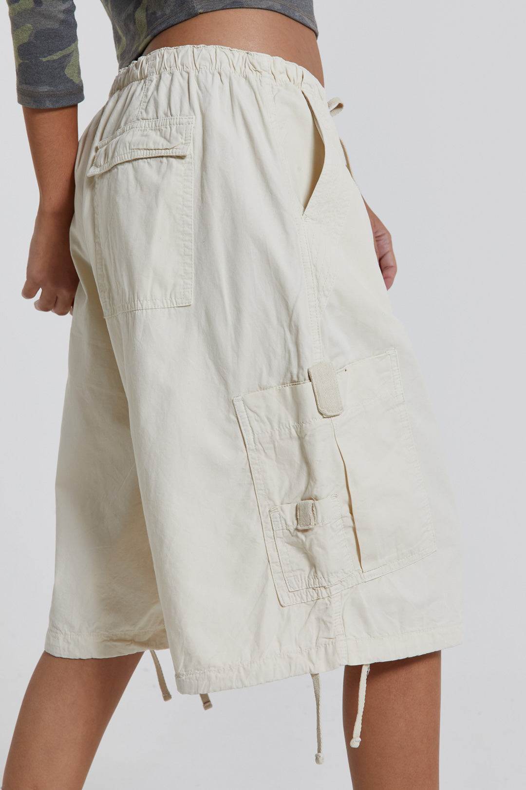 Shop Ecru Parachute Cargo Shorts | Jaded London | Clothing