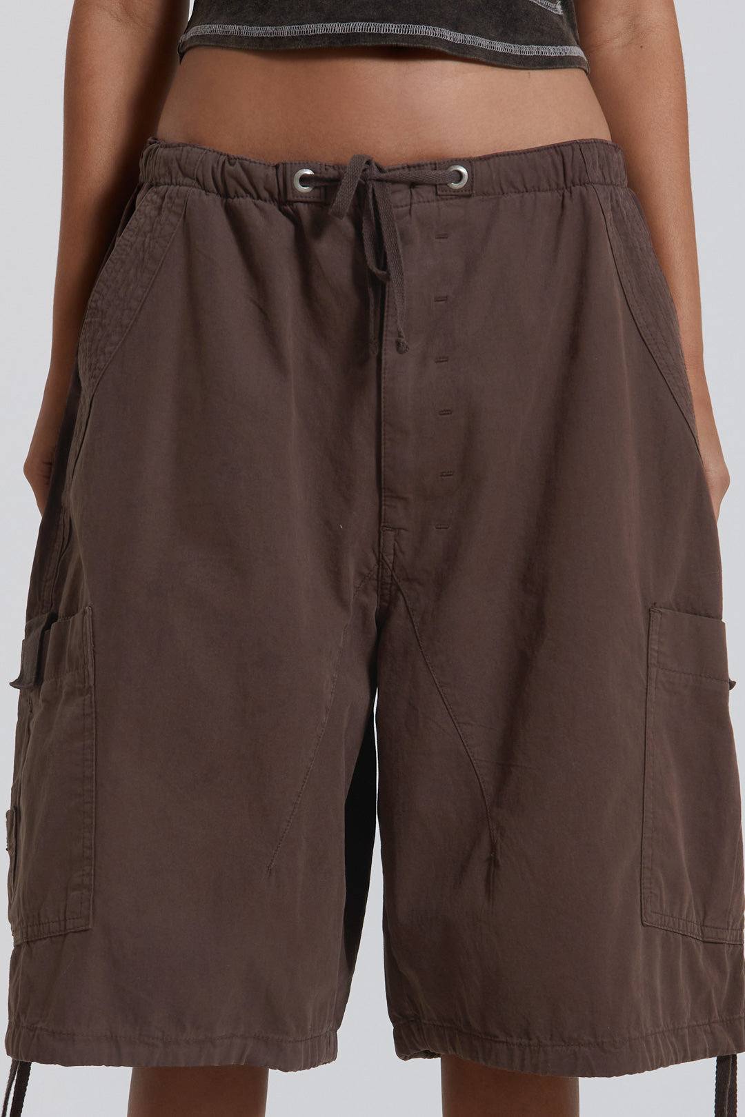 Shop Brown Parachute Cargo Shorts | Jaded London | Clothing