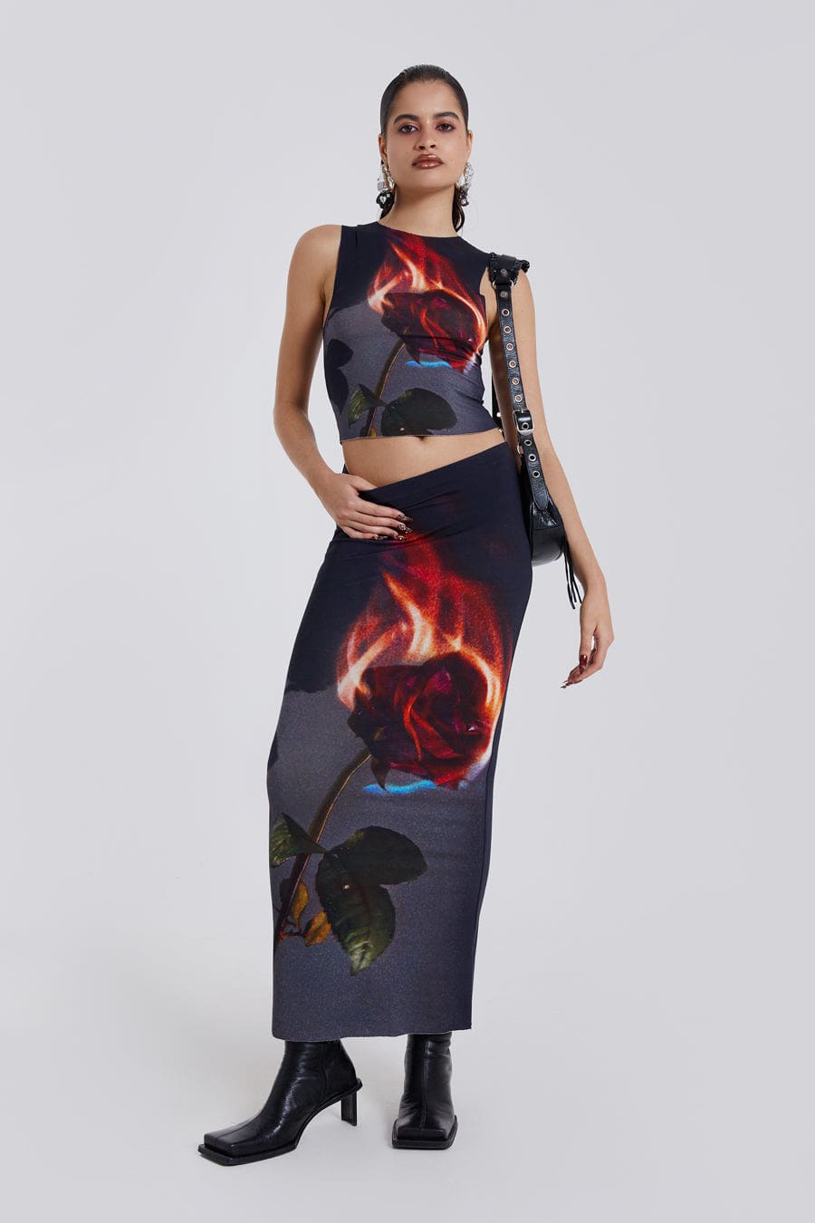 Shop Flaming Rose Raw Edge Tank Top | Jaded London | Clothing