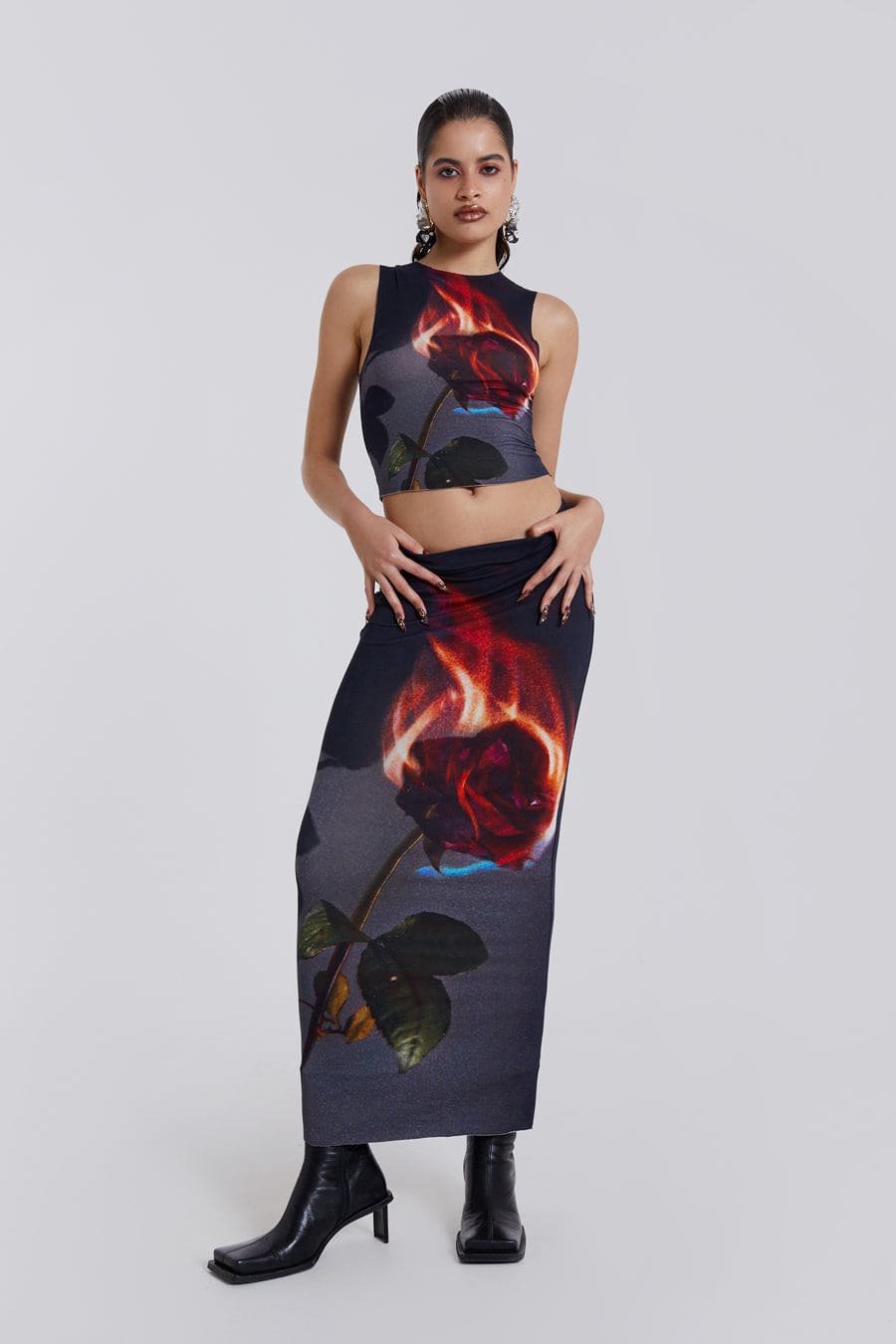 Shop Flaming Rose Raw Edge Tank Top | Jaded London | Clothing